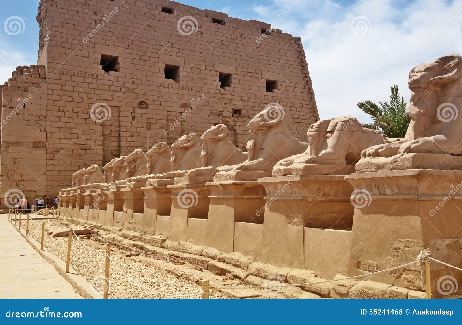 Ancient Egypt Statues of Sphinx in Luxor Karnak Temple Stock Photo ...