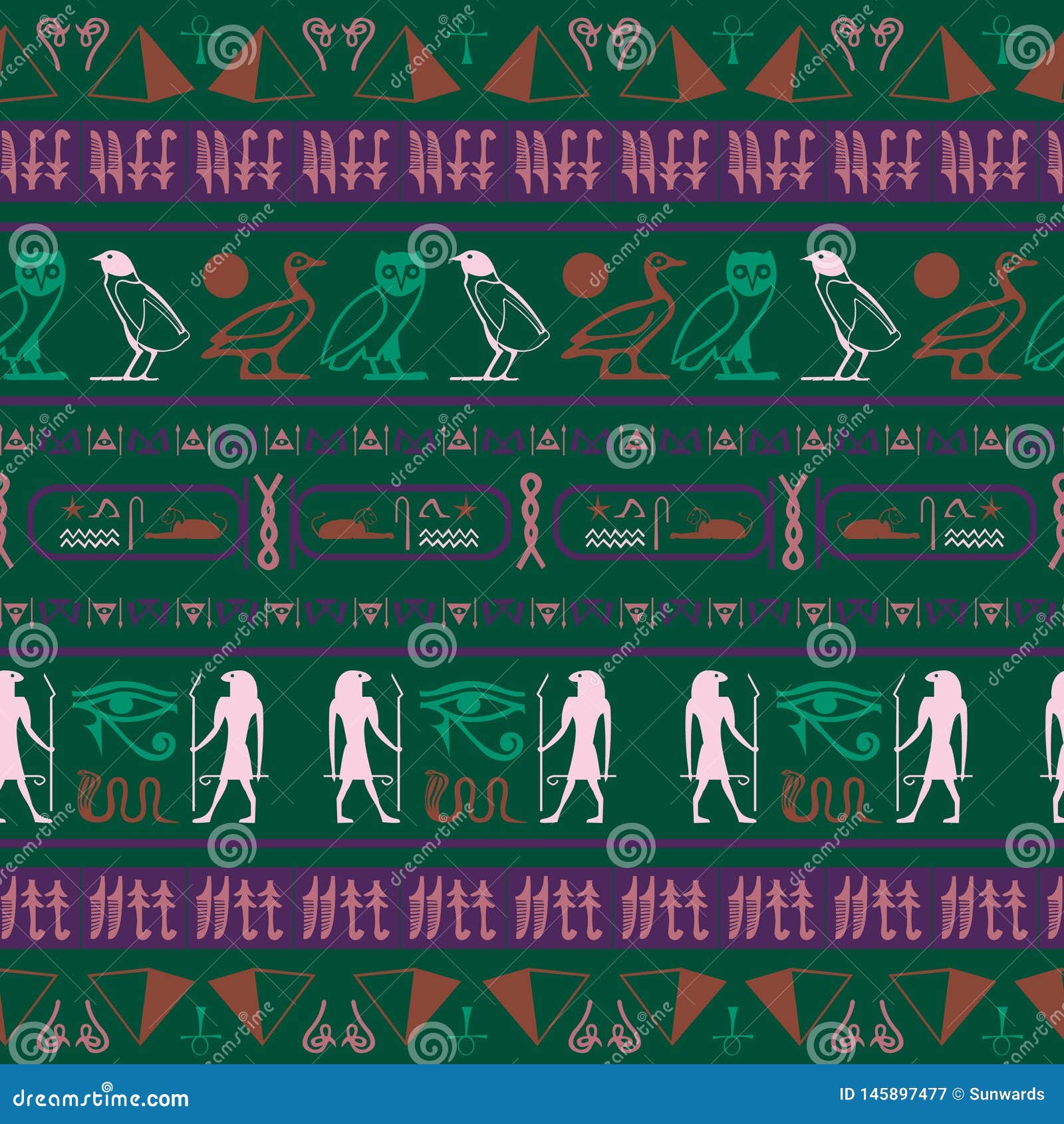 Egypt Writing Seamless Background. Hieroglyphic Egyptian Language ...