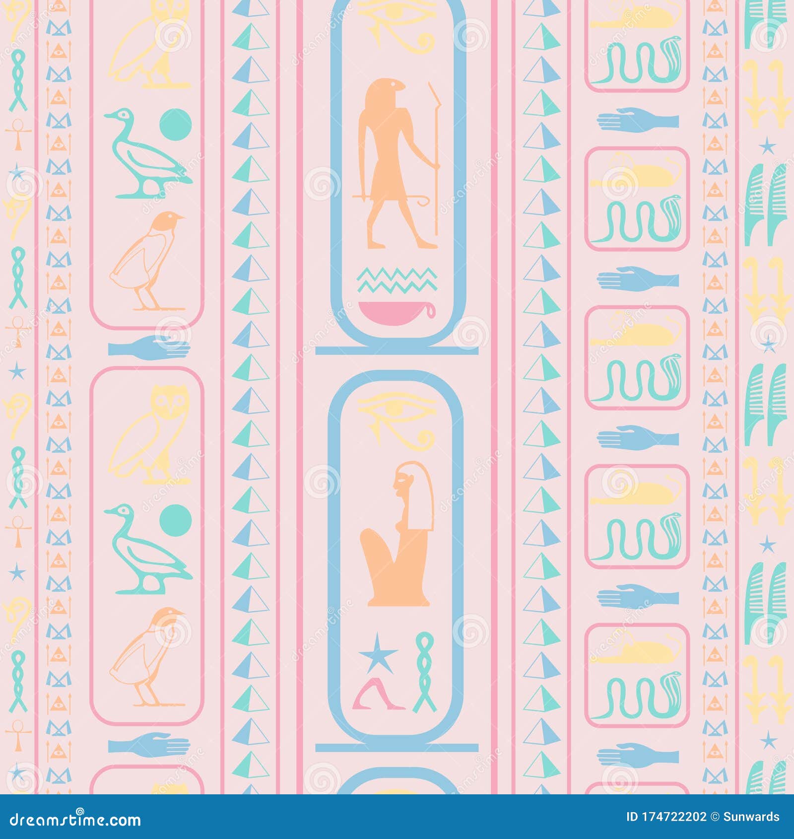 Ancient Egypt Writing Seamless Vector. Hieroglyphic Egyptian Language ...