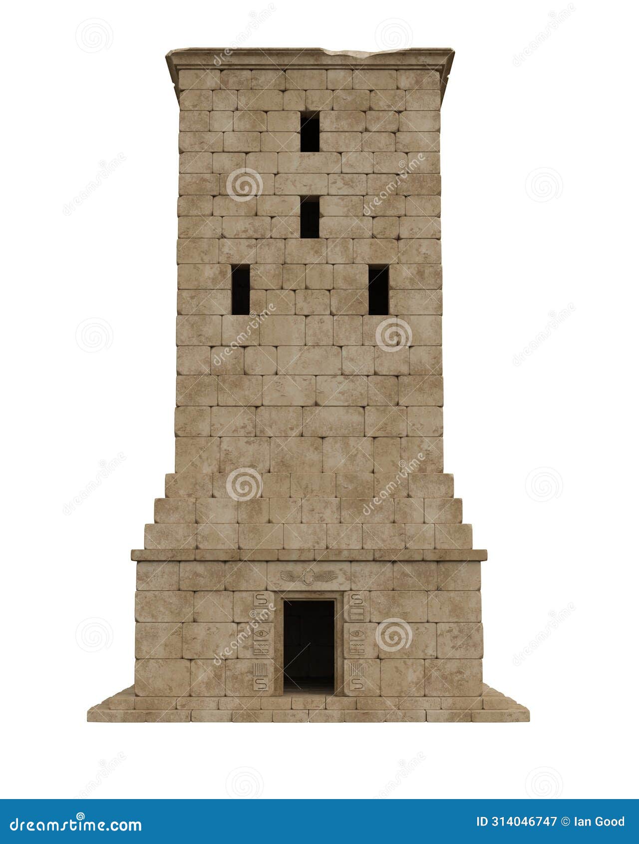 Ancient Egyptian Architecture Square Stone Tower with Open Doorway ...