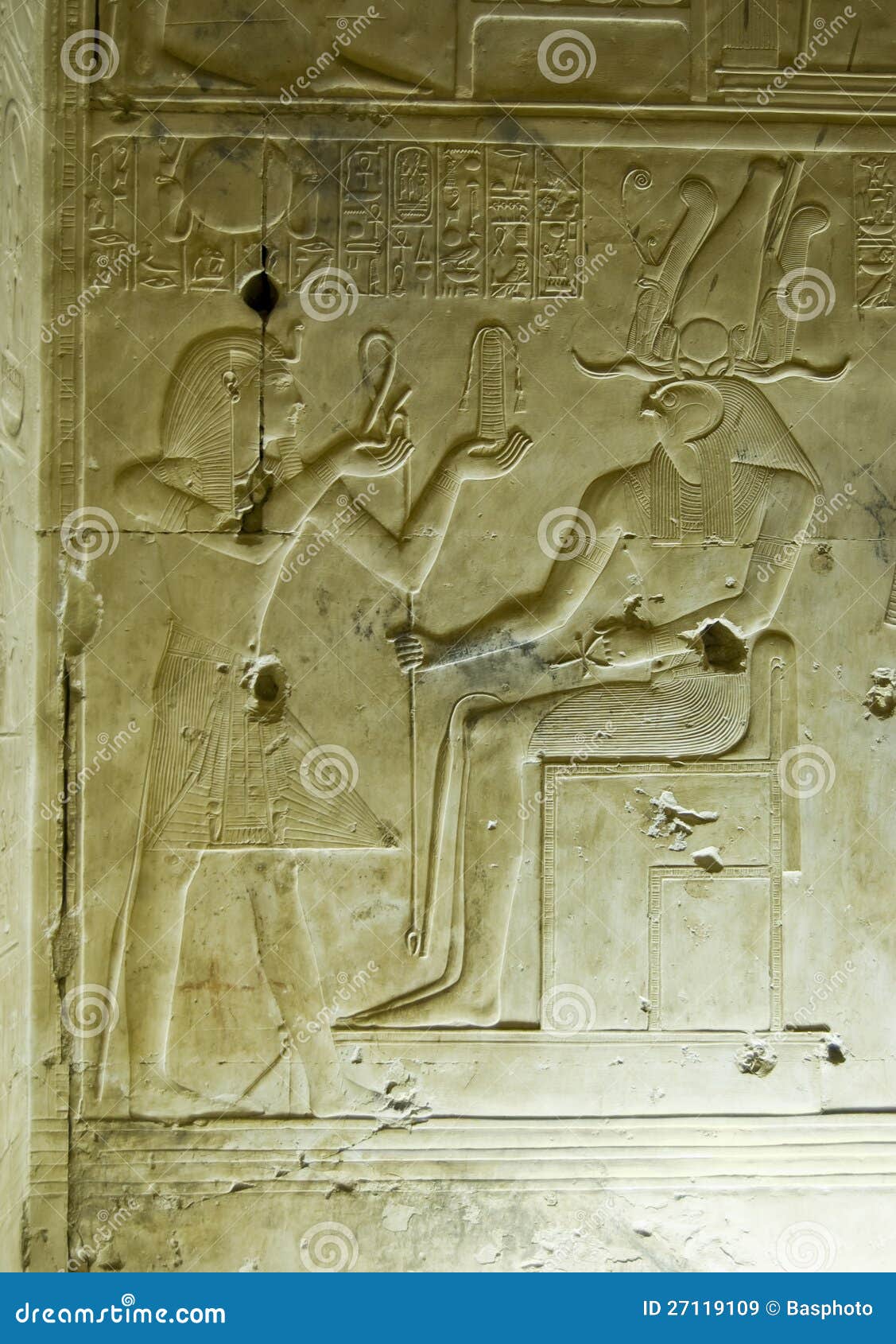 Ancient Egyptian Carving, Seti and Horus Stock Image - Image of abydos ...