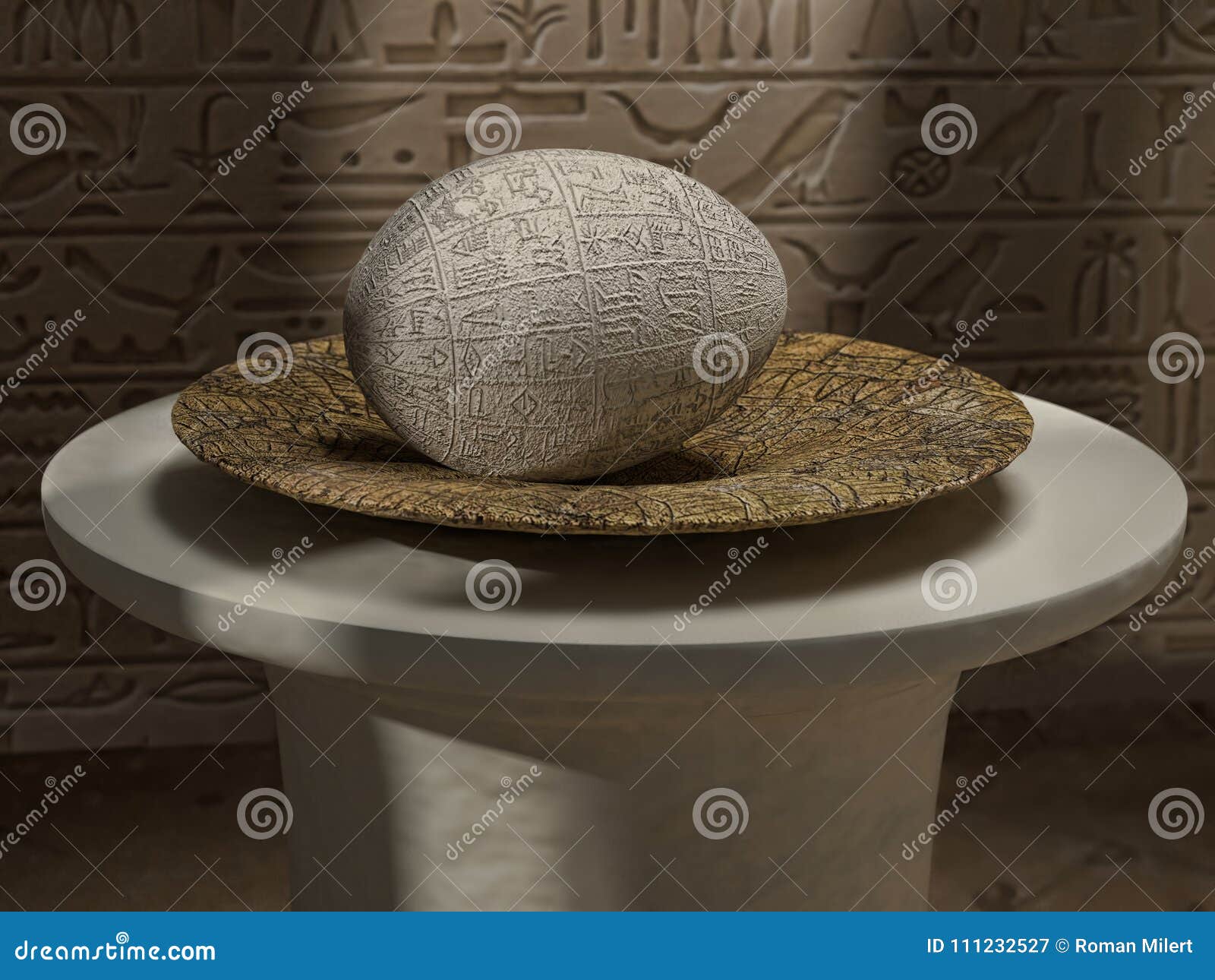 Ancient Egyptian Egg with Hieroglyphs Stock Illustration - Illustration ...