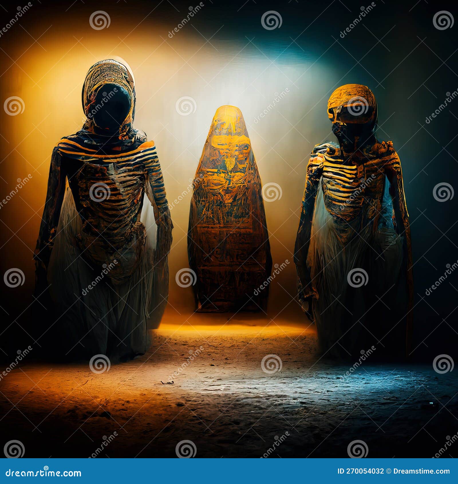 Ancient Egyptian Ghosts Walk in the Pyramid. Resurrected Egyptian ...