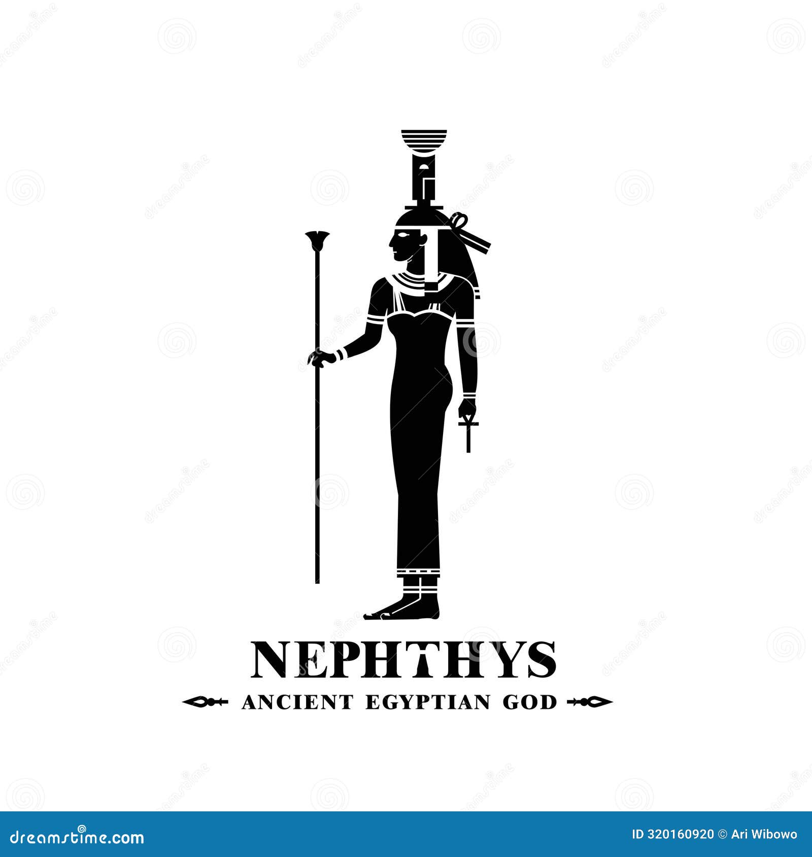 Ancient Egyptian God Nephthys Silhouette Stock Vector - Illustration of ...