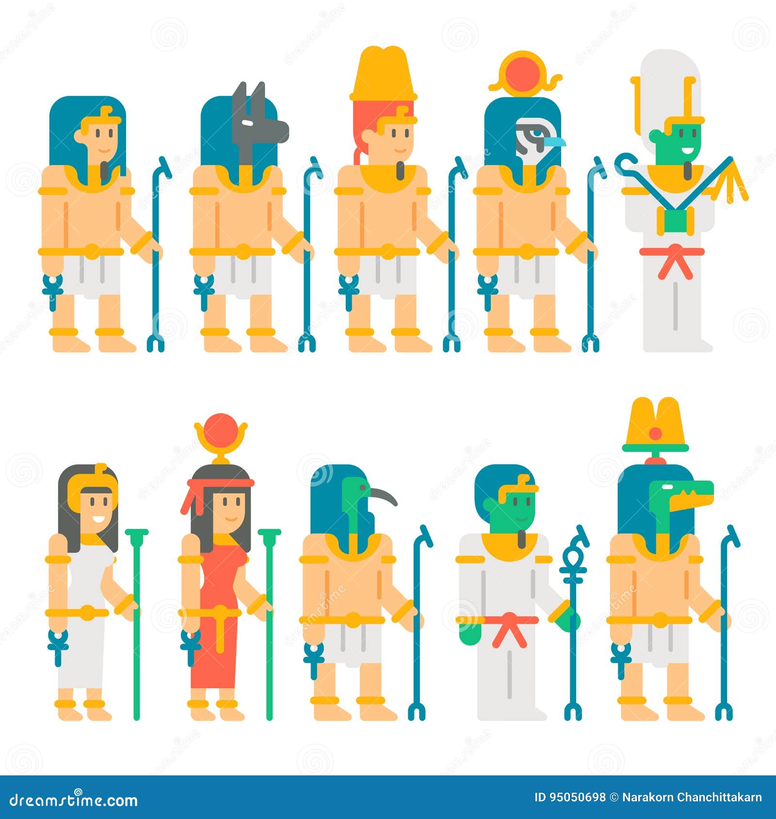 Ancient Egyptian Gods Set Cartoon Design Stock Illustration ...