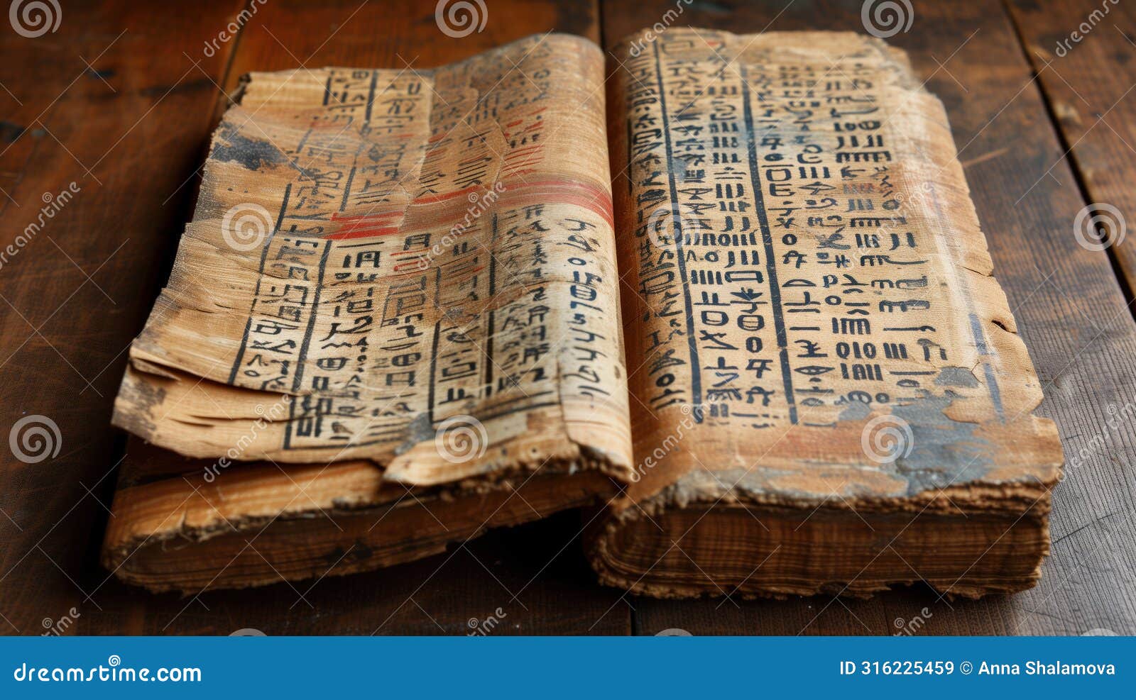 Ancient Egyptian Papyrus with Hieroglyphs Displaying Historical Script ...