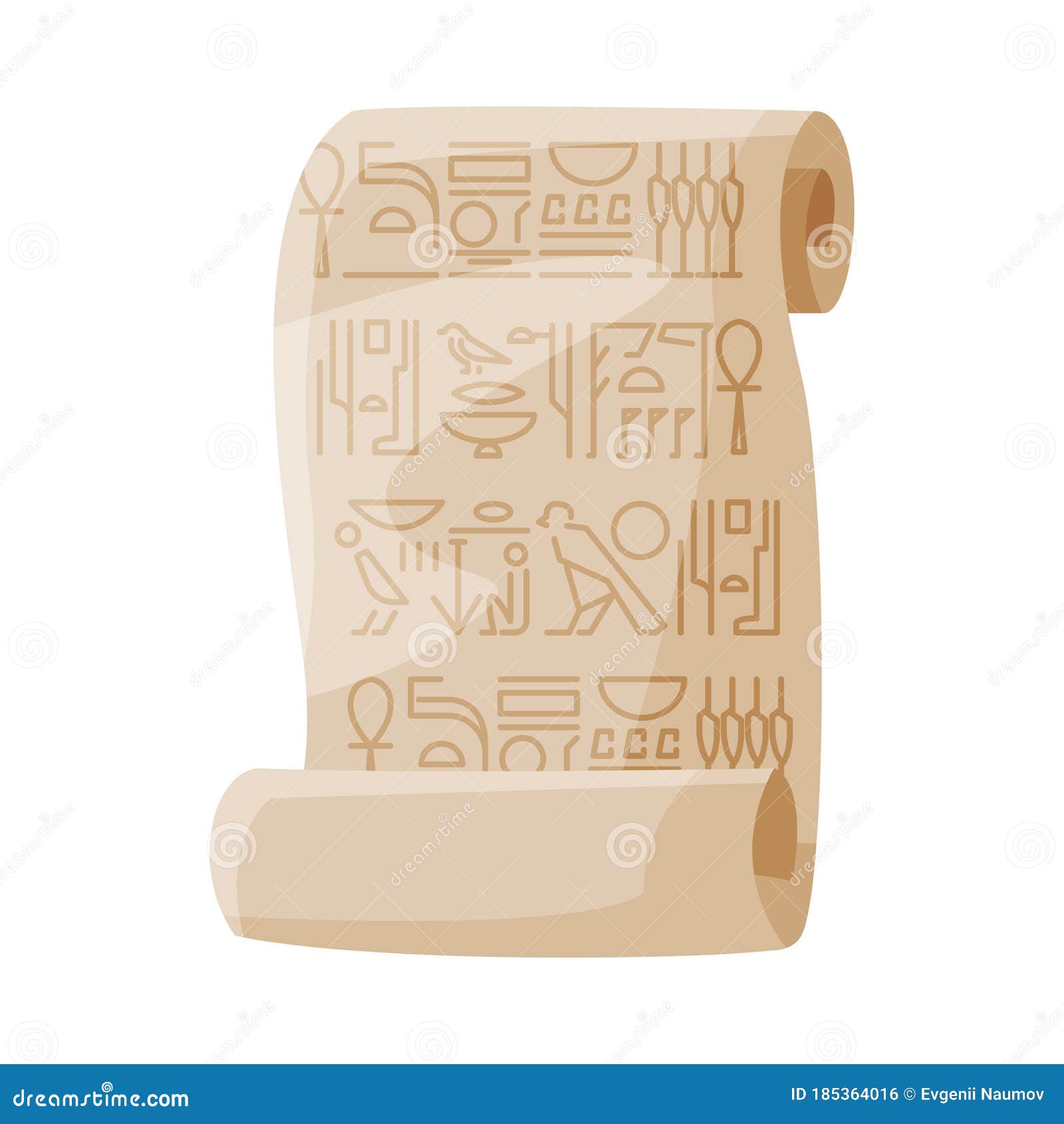 Ancient Egyptian Papyrus Scroll with with Hieroglyphics, Old Manuscript ...