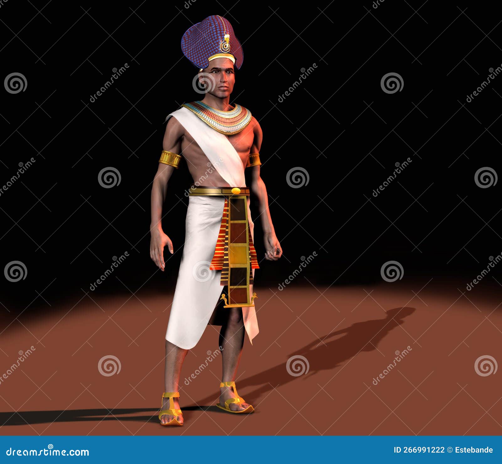 Ancient Egyptian Pharaoh in His Traditional Attire Stock Illustration ...