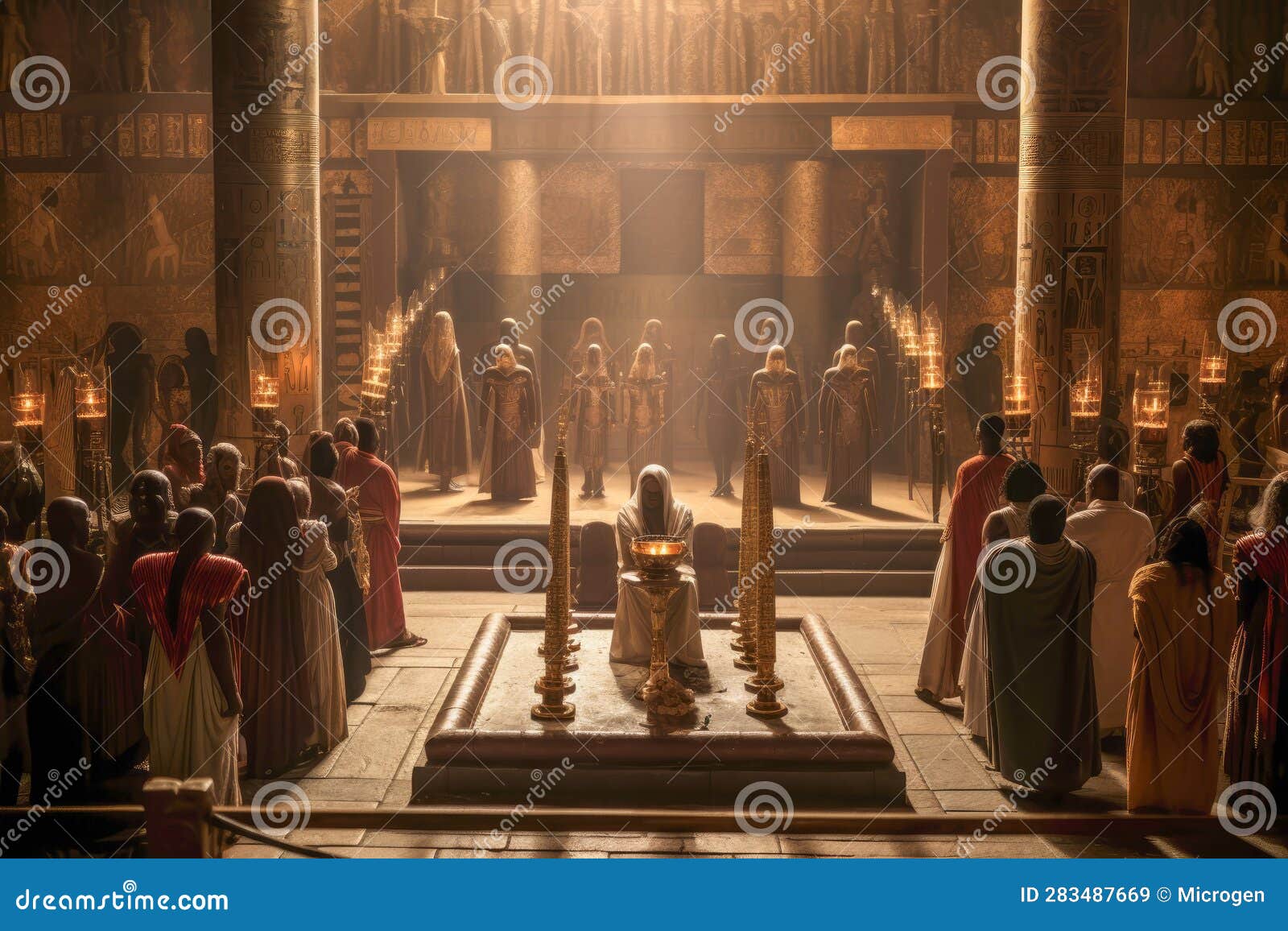 Ancient Egyptian Priests Perform a Sacred Ritual Stock Illustration ...
