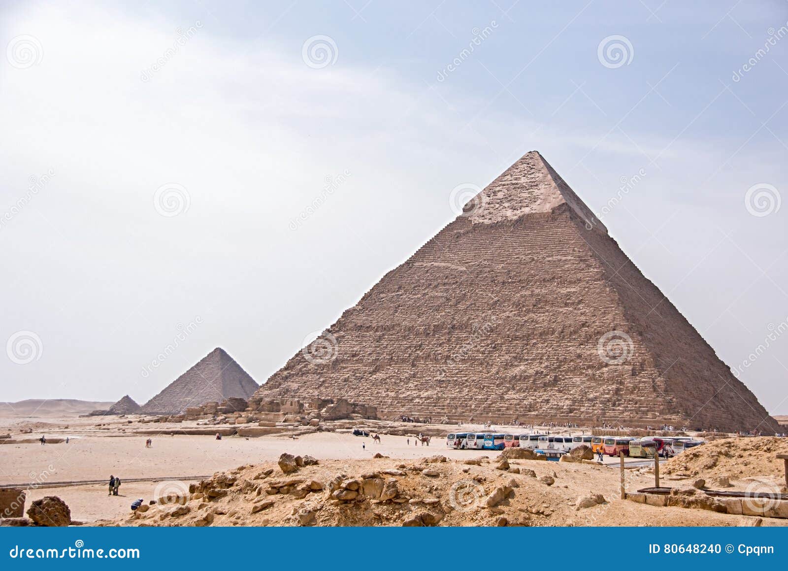 Ancient Egyptian Pyramids of Giza Against Blue Sky Editorial Image ...