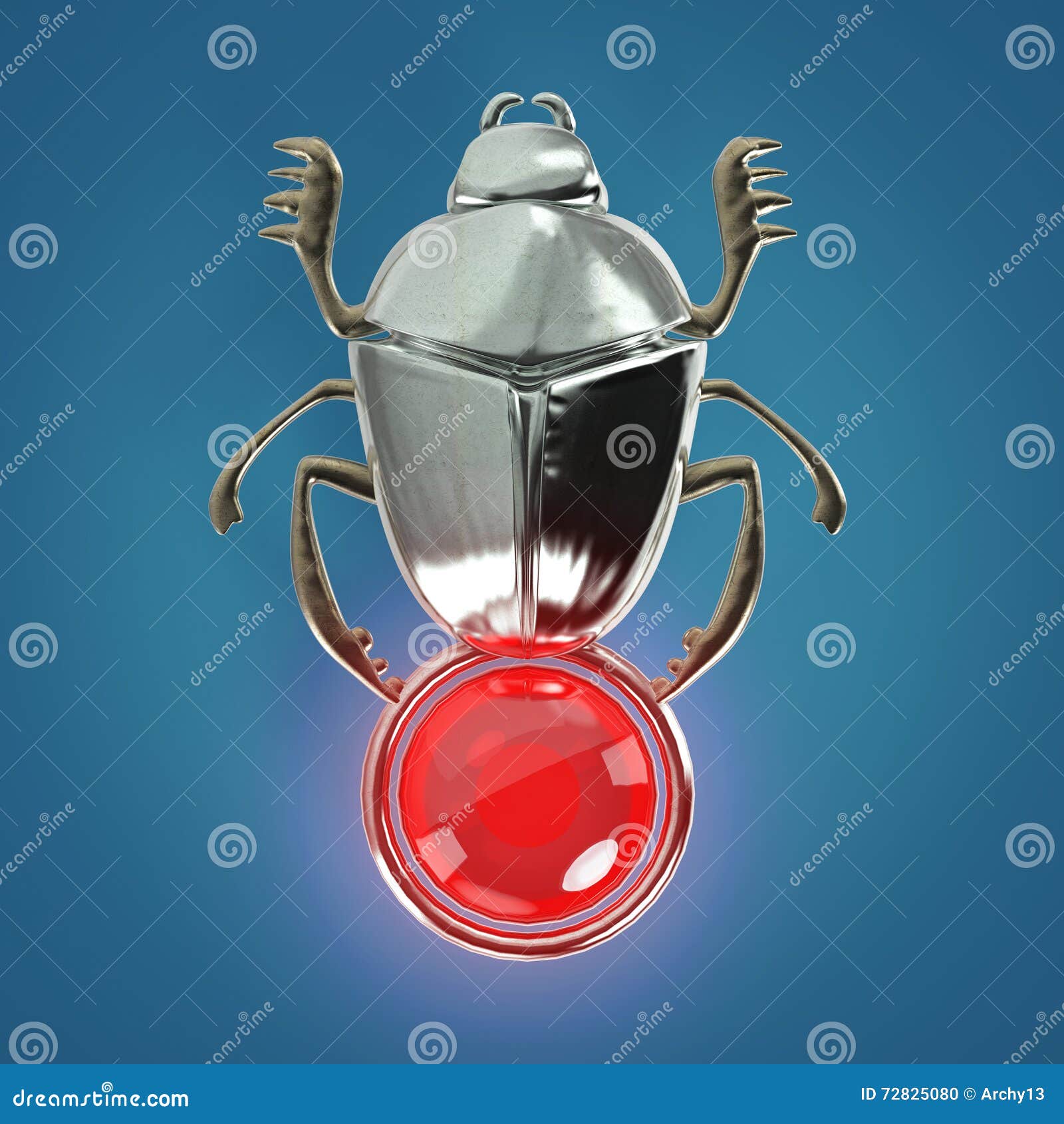 Ancient Egyptian Scarab Precious Glossy with Gem Orb Isolated Render ...