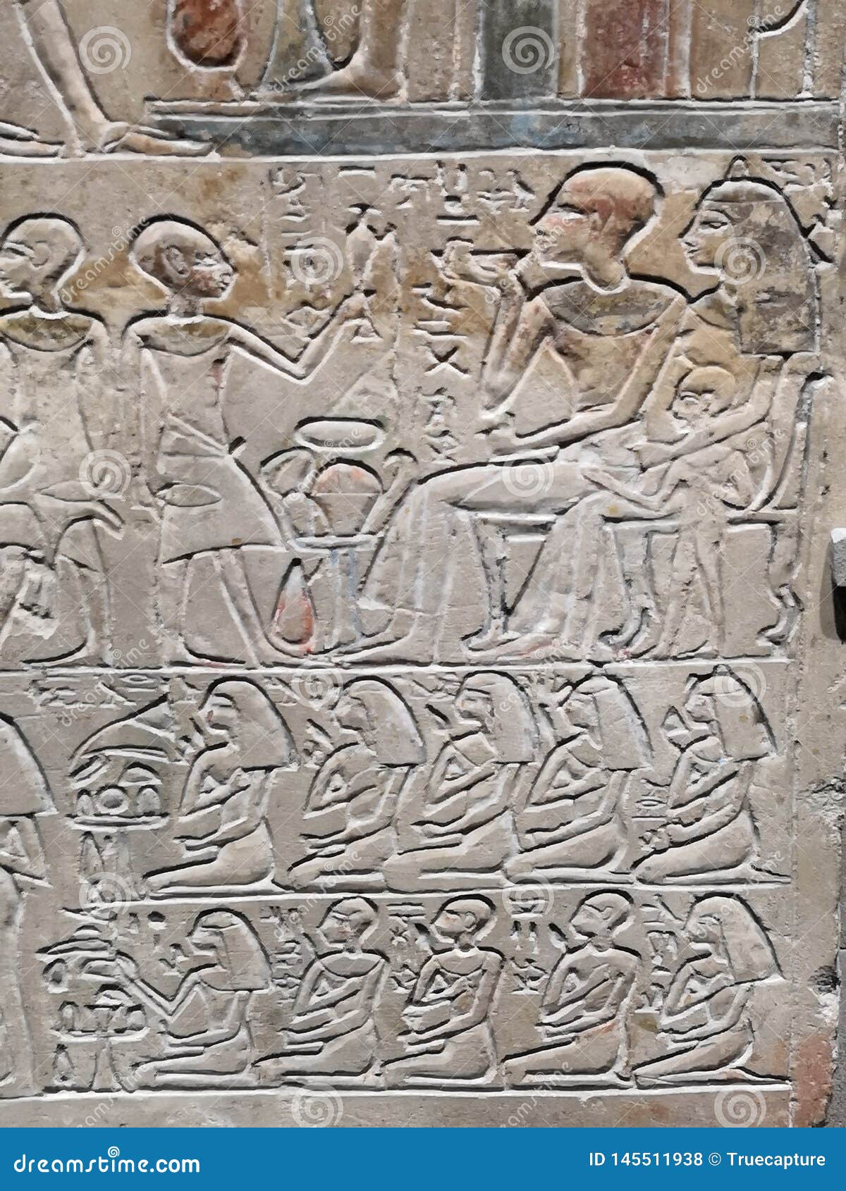 Ancient Egyptian Script Hieroglyphs Feasting Carved Stone Stock Photo ...