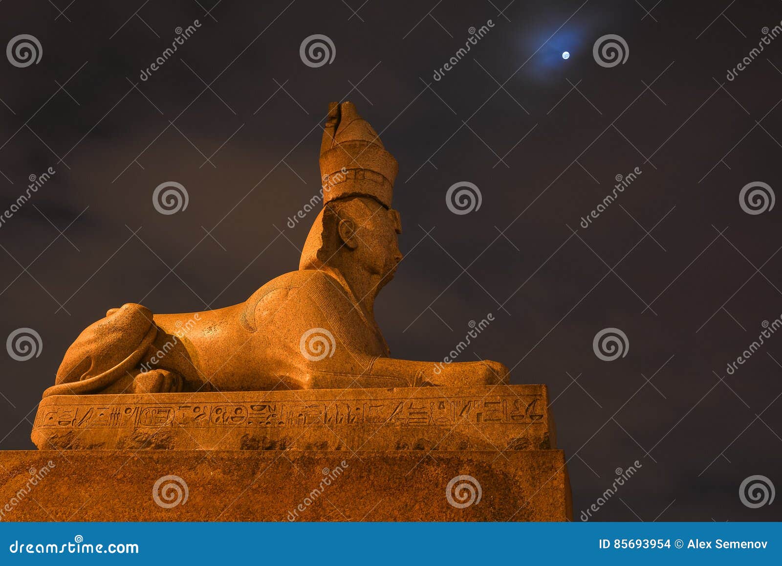 Ancient Egyptian Sphinx Sculpture Against the Night Sky Stock Photo ...