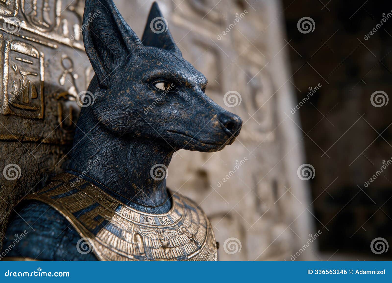 Ancient Egyptian Statue of a Jackal-headed Deity Stock Illustration ...