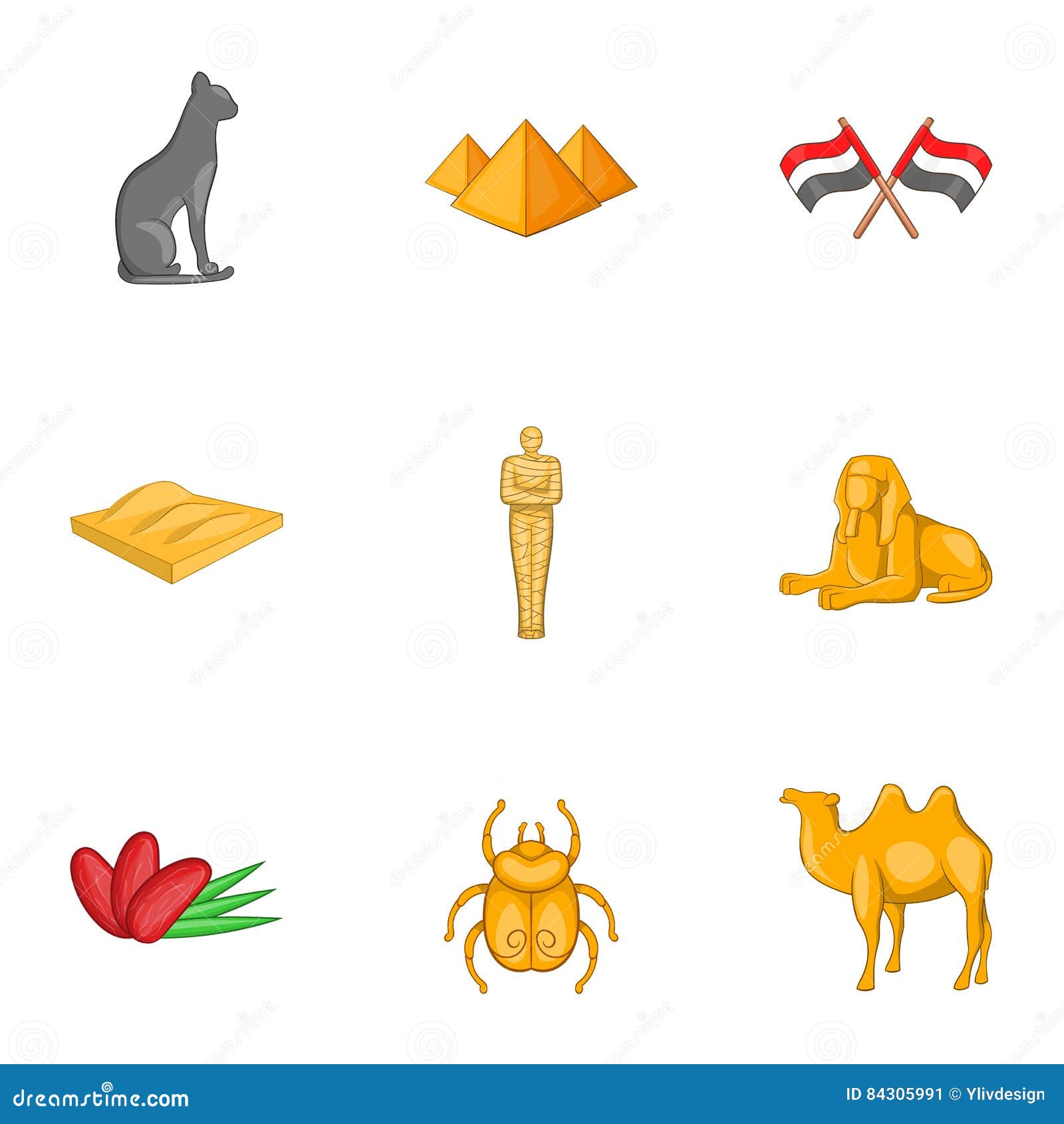 Ancient Egyptian Symbol Icons Set, Cartoon Style Stock Vector ...