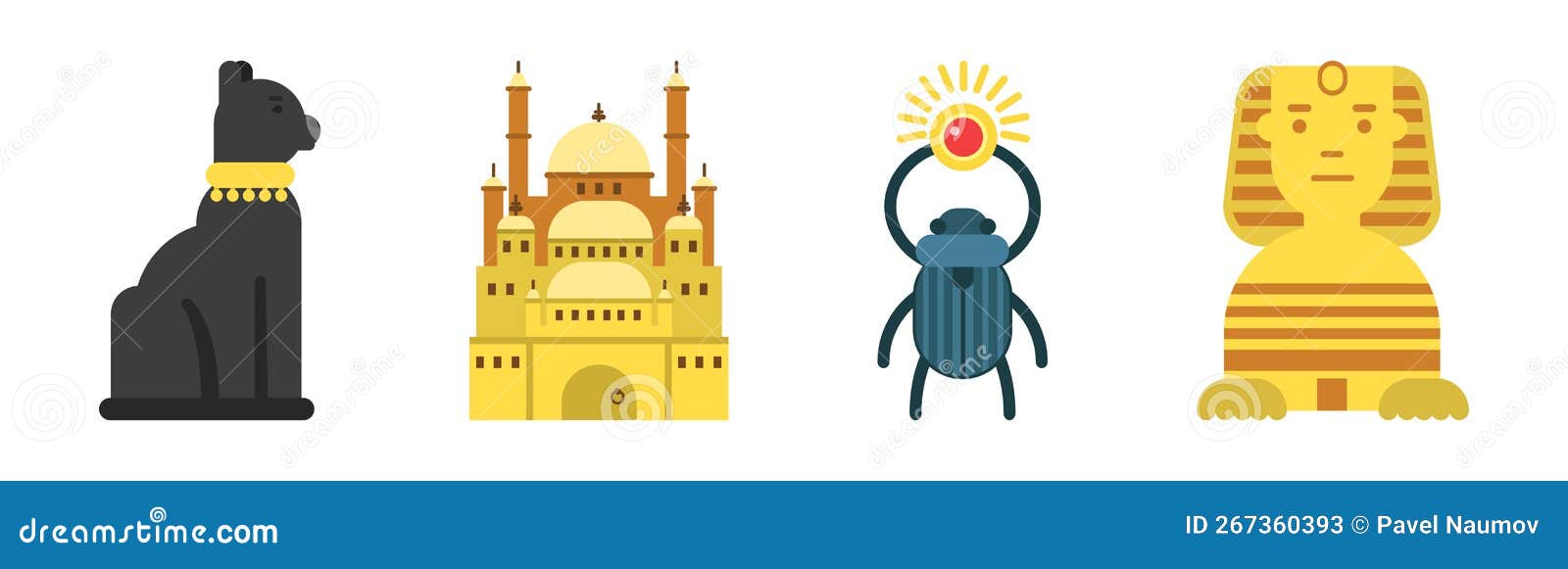 Ancient Egyptian Symbols and Culture Objects Vector Set Stock Vector ...