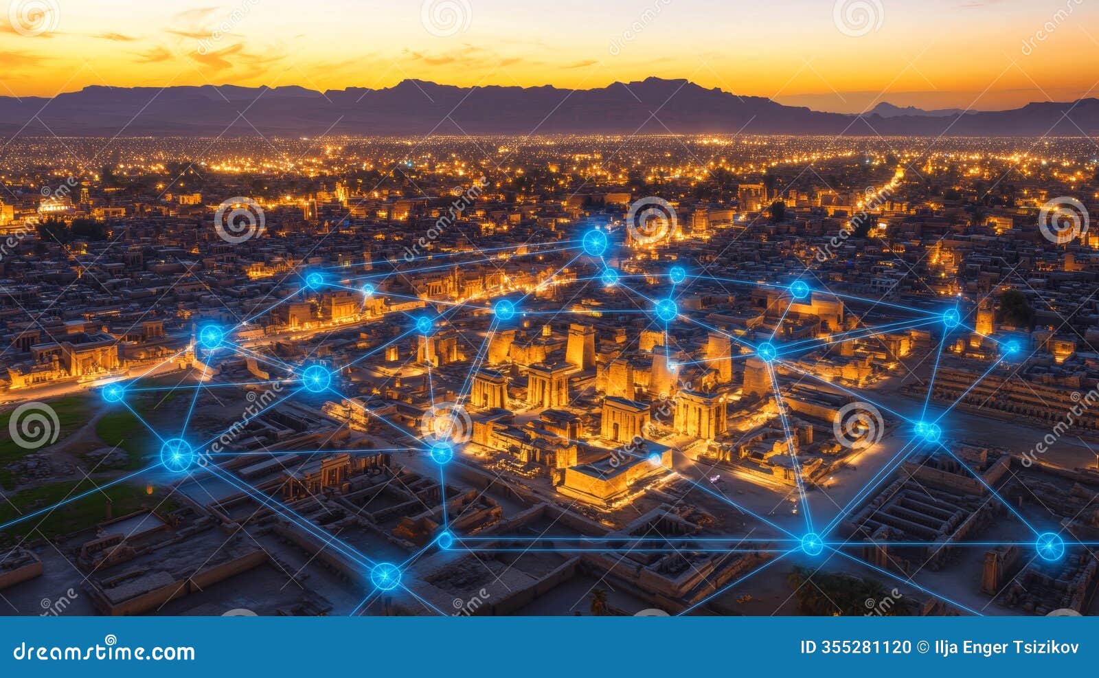 Ancient Egyptian Temple Complex Network, Luxor, Egypt. Historical ...