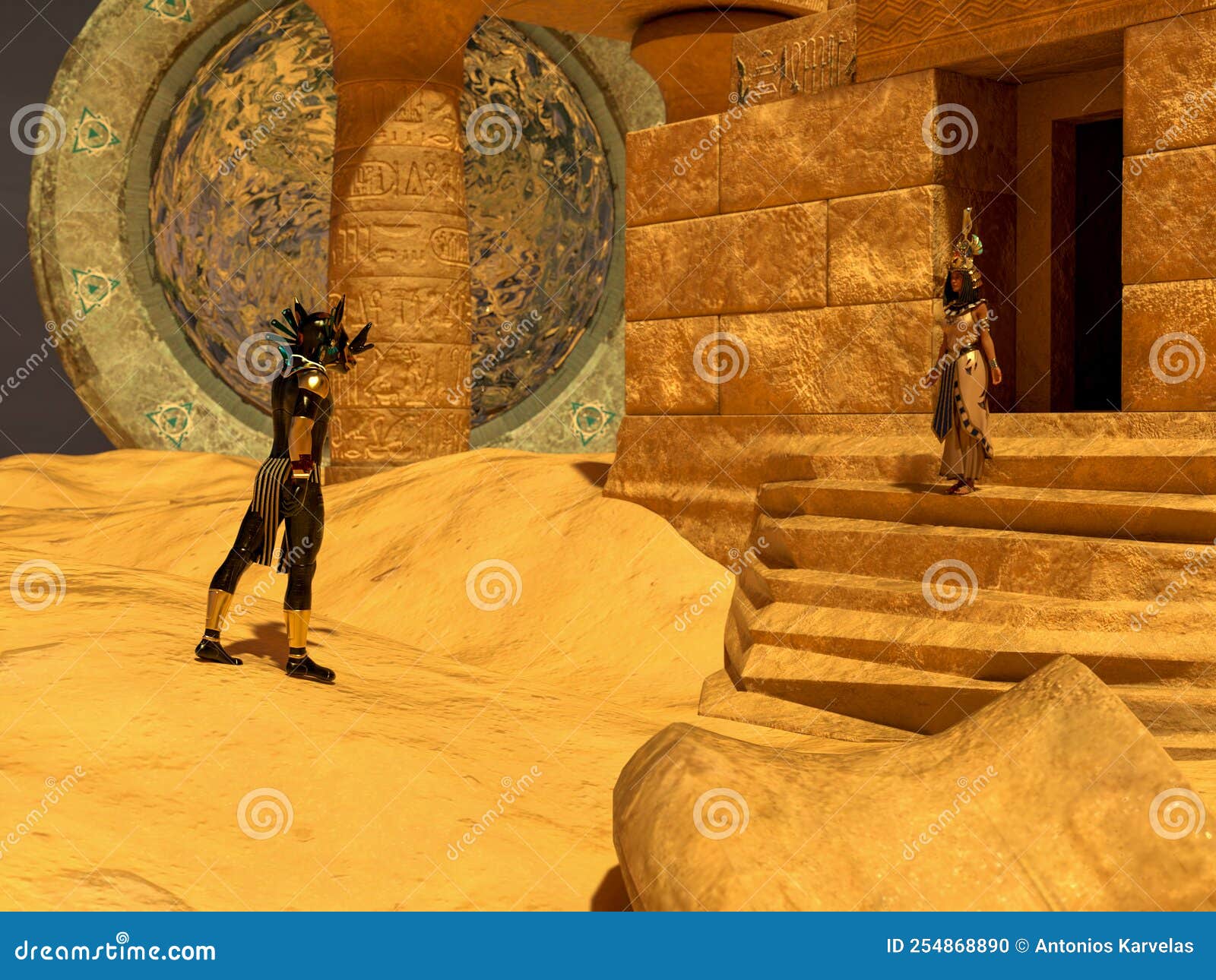 An Ancient Egyptian Woman Watching an Alien God from Space Gate Stock ...