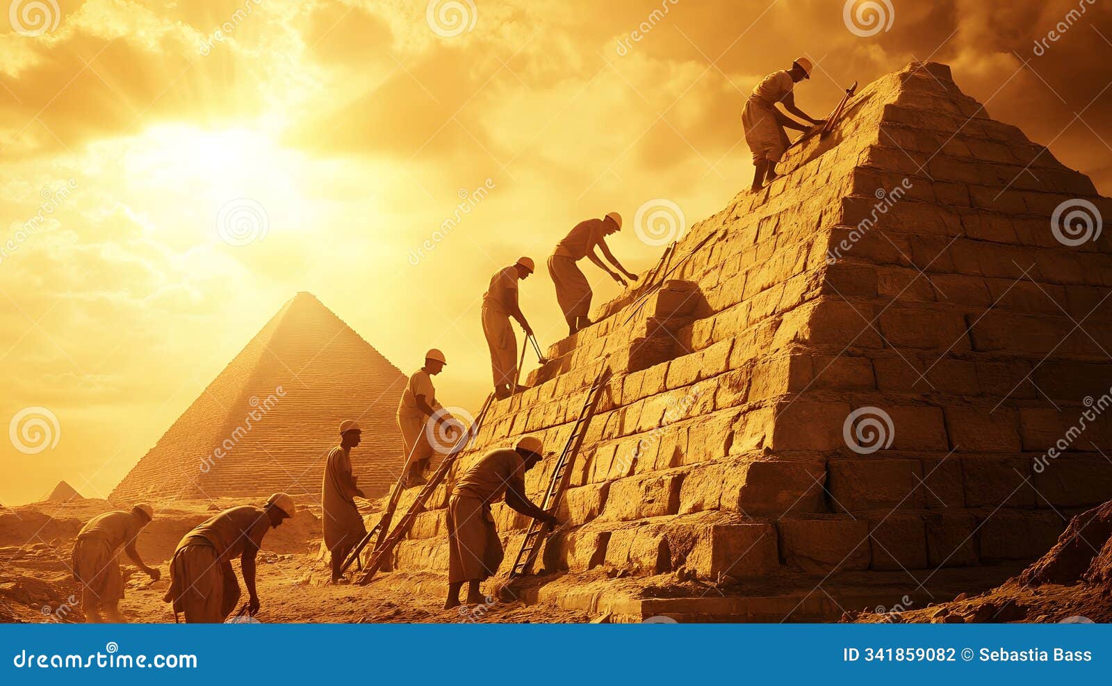 Ancient Egyptian Workers Building the Pyramids. Stock Photo - Image of ...