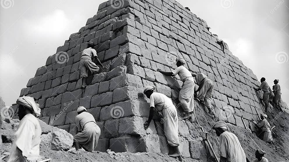 Ancient Egyptian Workers Building the Pyramids. Stock Image - Image of ...