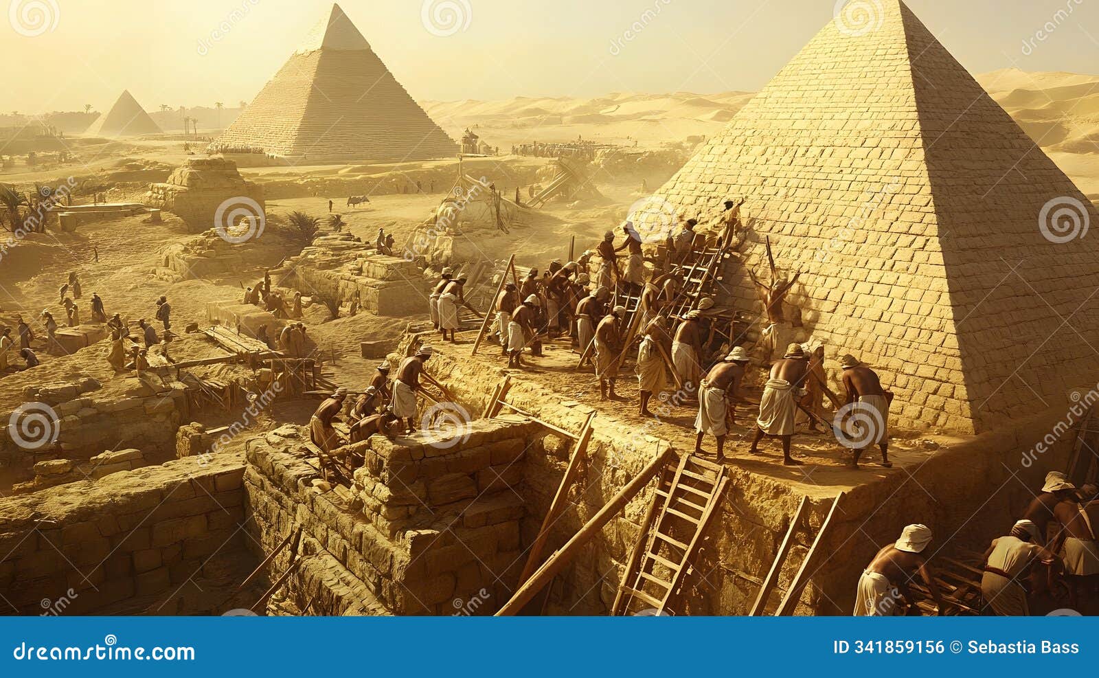 Ancient Egyptian Workers Building the Pyramids. Stock Photo - Image of ...