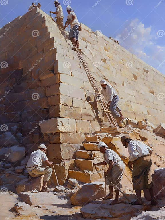 Ancient Egyptian Workers Building the Pyramids. Stock Image - Image of ...