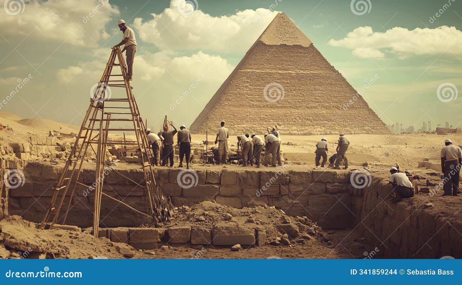 Ancient Egyptian Workers Building the Pyramids. Stock Photo - Image of ...