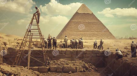 Ancient Egyptian Workers Building the Pyramids. Stock Photo - Image of ...