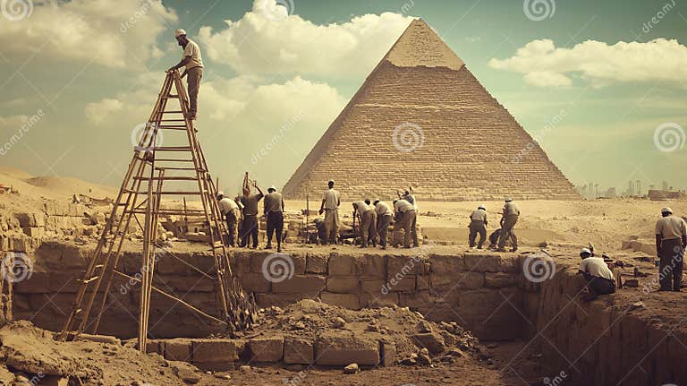 Ancient Egyptian Workers Building the Pyramids. Stock Photo - Image of ...