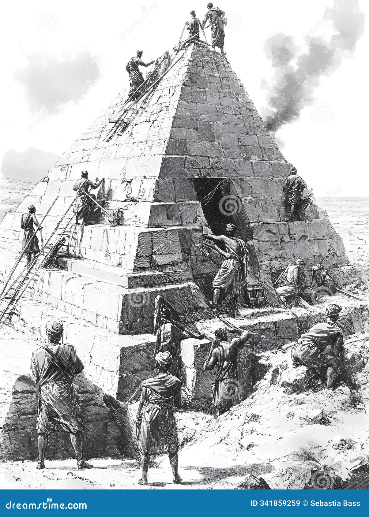 Ancient Egyptian Workers Building the Pyramids. Stock Image - Image of ...