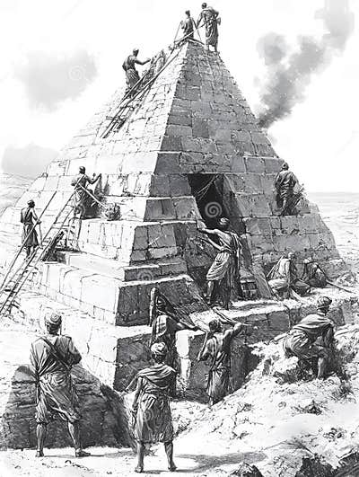 Ancient Egyptian Workers Building the Pyramids. Stock Image - Image of ...