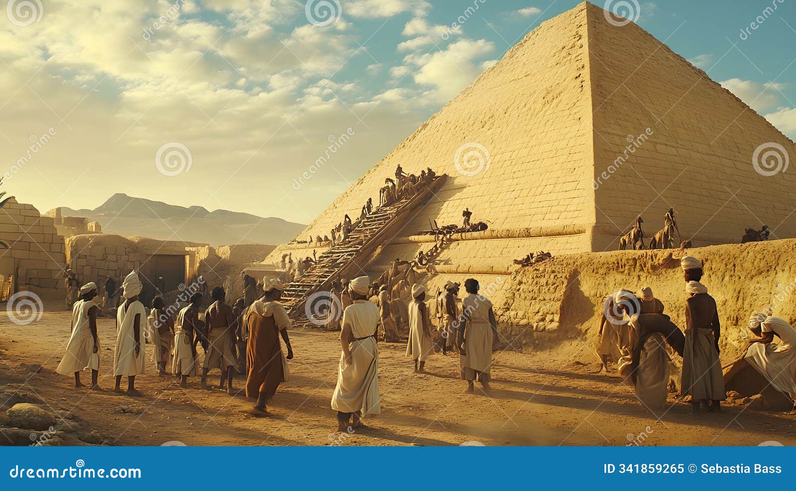 Ancient Egyptian Workers Building the Pyramids. Stock Image - Image of ...