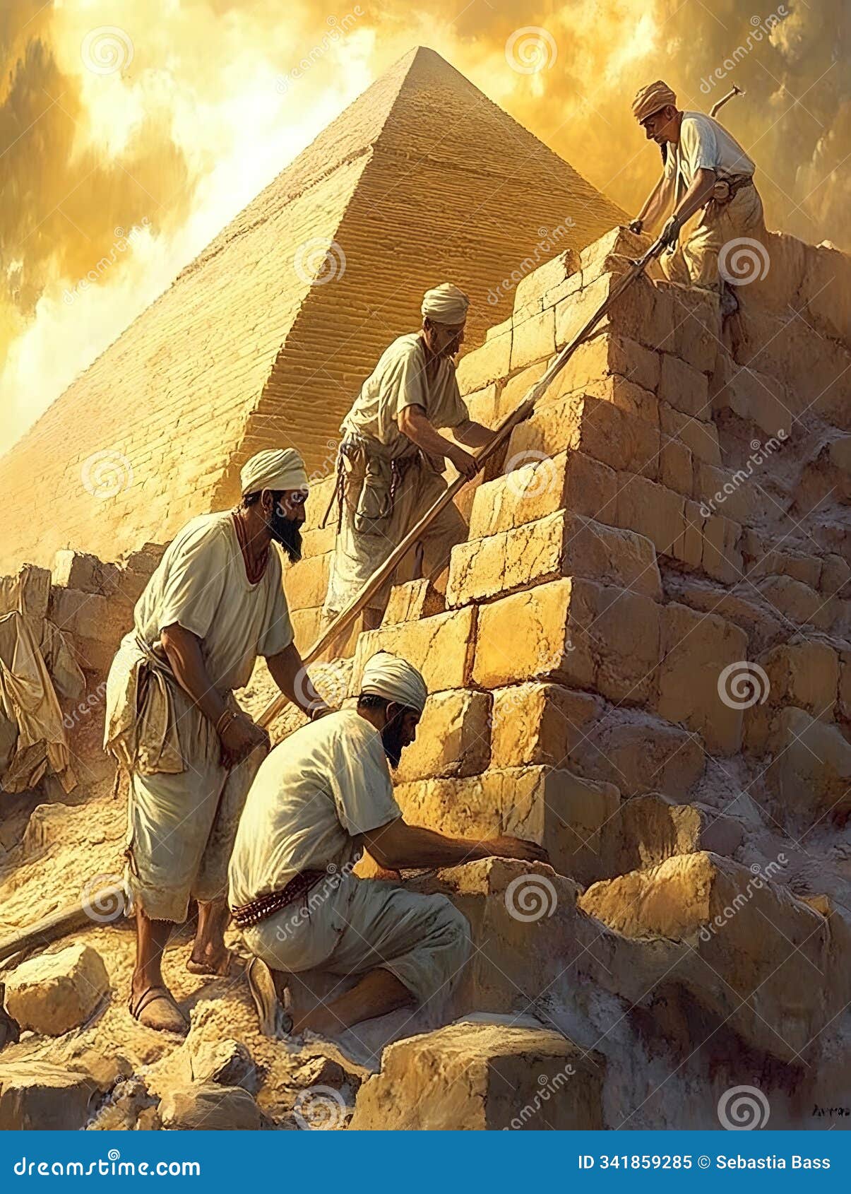 Ancient Egyptian Workers Building the Pyramids. Stock Image - Image of ...