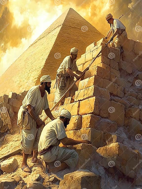 Ancient Egyptian Workers Building the Pyramids. Stock Image - Image of ...