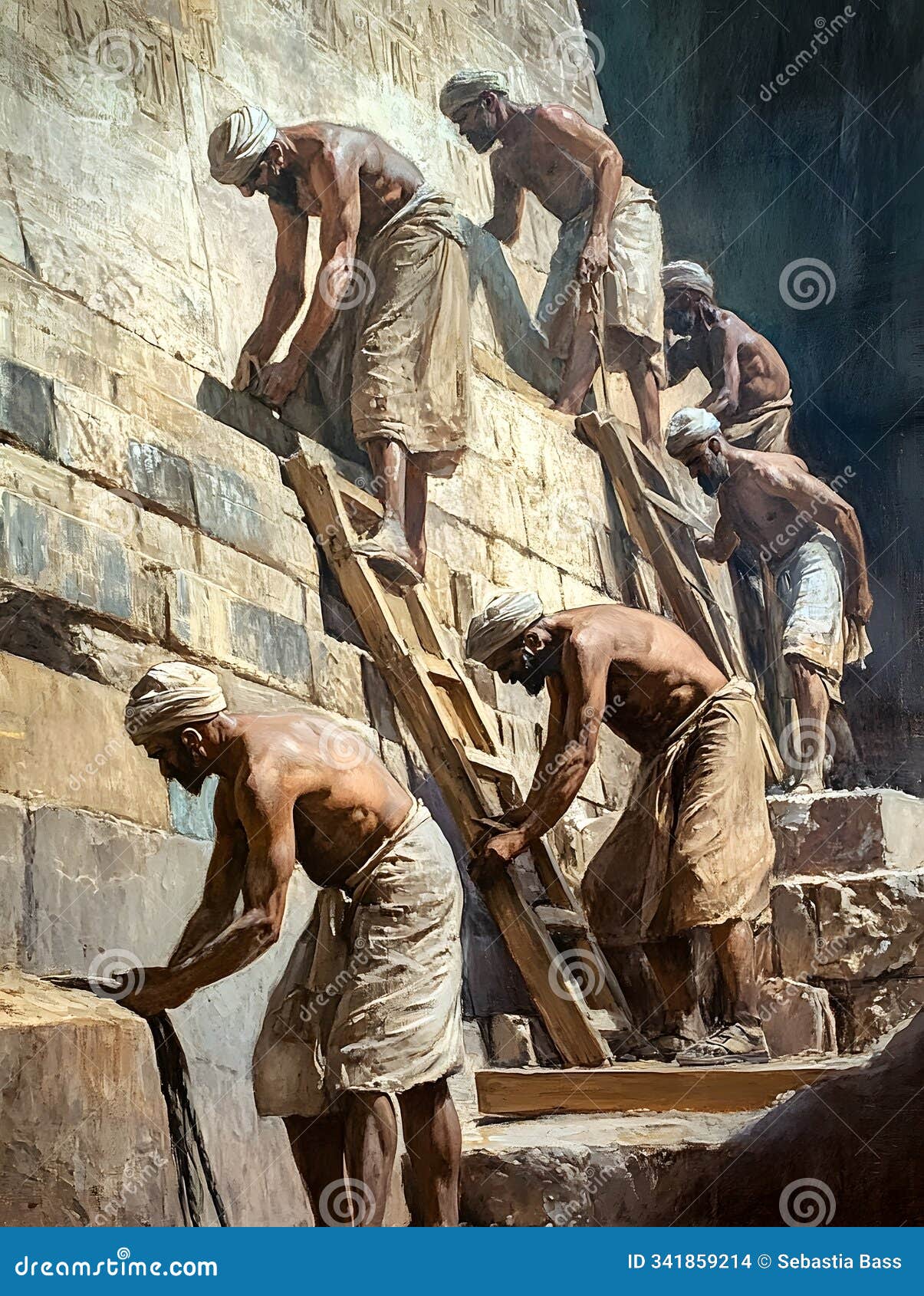 Ancient Egyptian Workers Building the Pyramids. Stock Photo - Image of ...