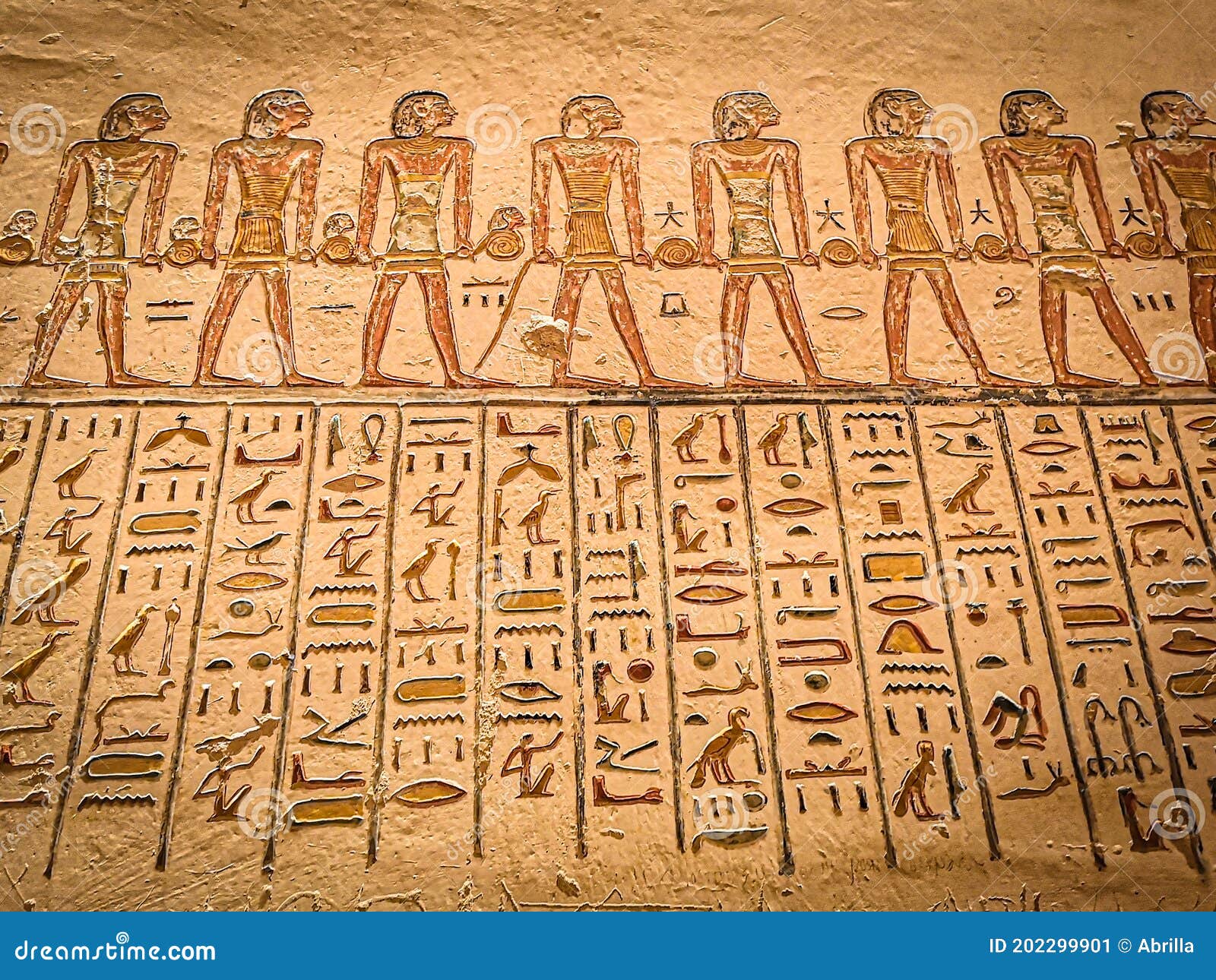 Ancient Egyptian Writing, Egyptian Hieroglyphs, Wall Inscriptions Stock ...