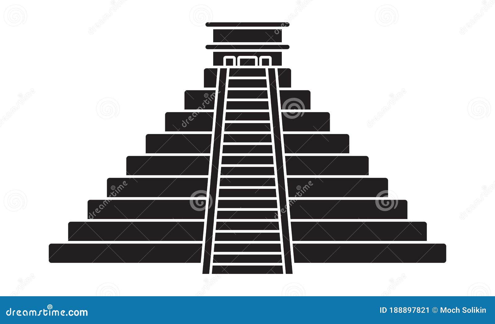 Ancient El Castillo Pyramid / Kukulkan Pyramid Flat Icon for Apps and ...