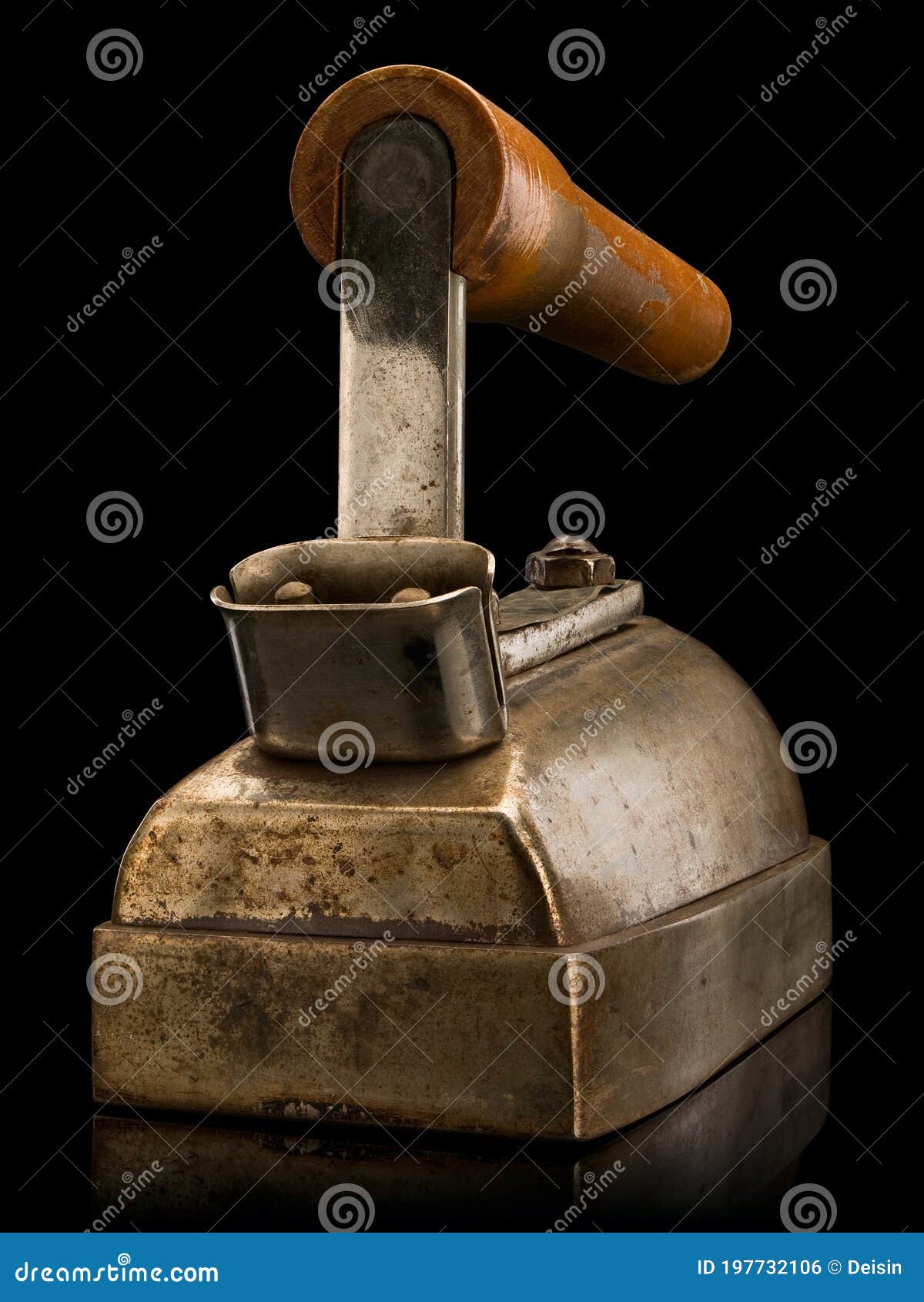 The Ancient Electric Iron with the Wooden Handle Stock Photo - Image of ...