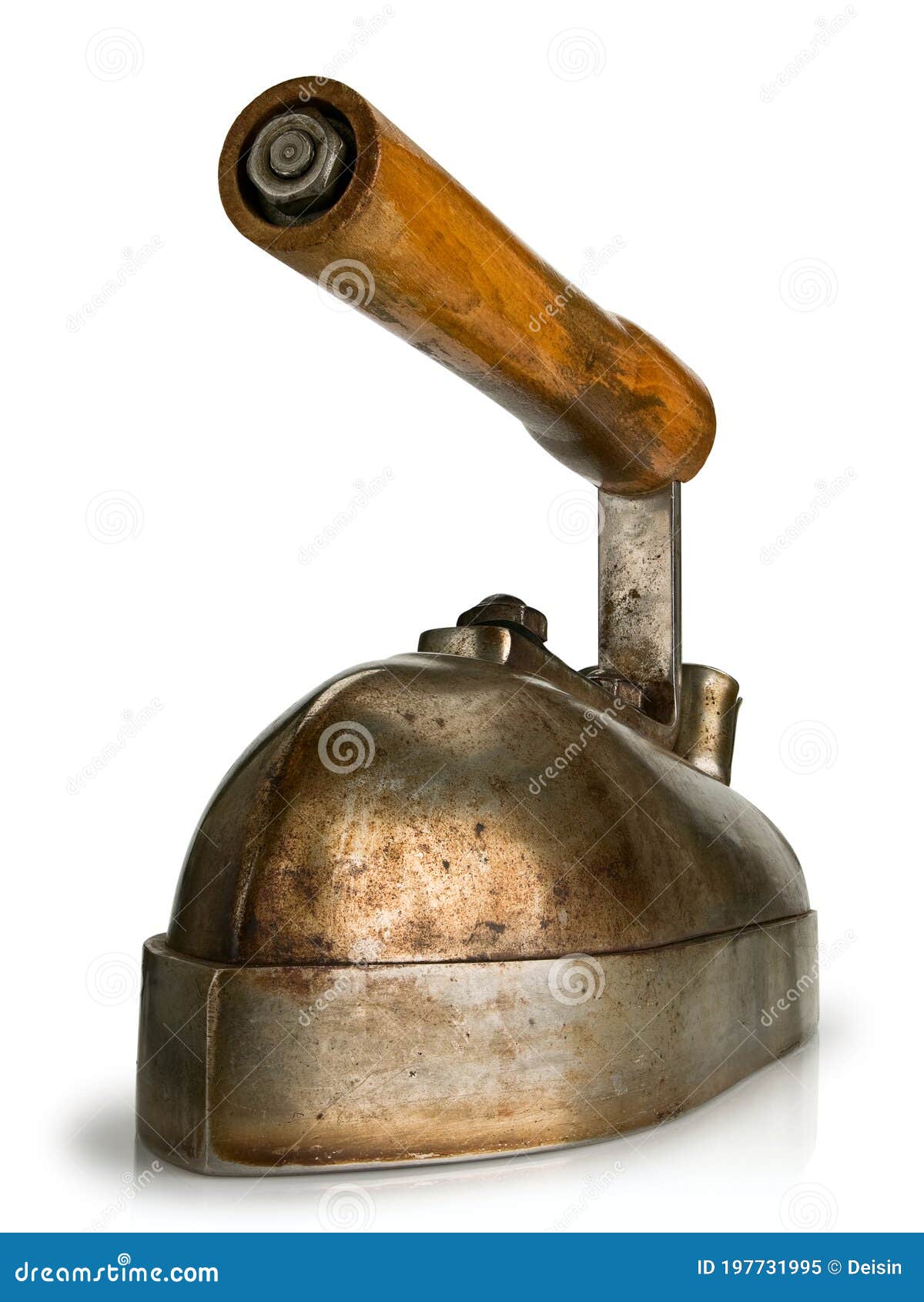 The Ancient Electric Iron with the Wooden Handle Stock Image - Image of ...