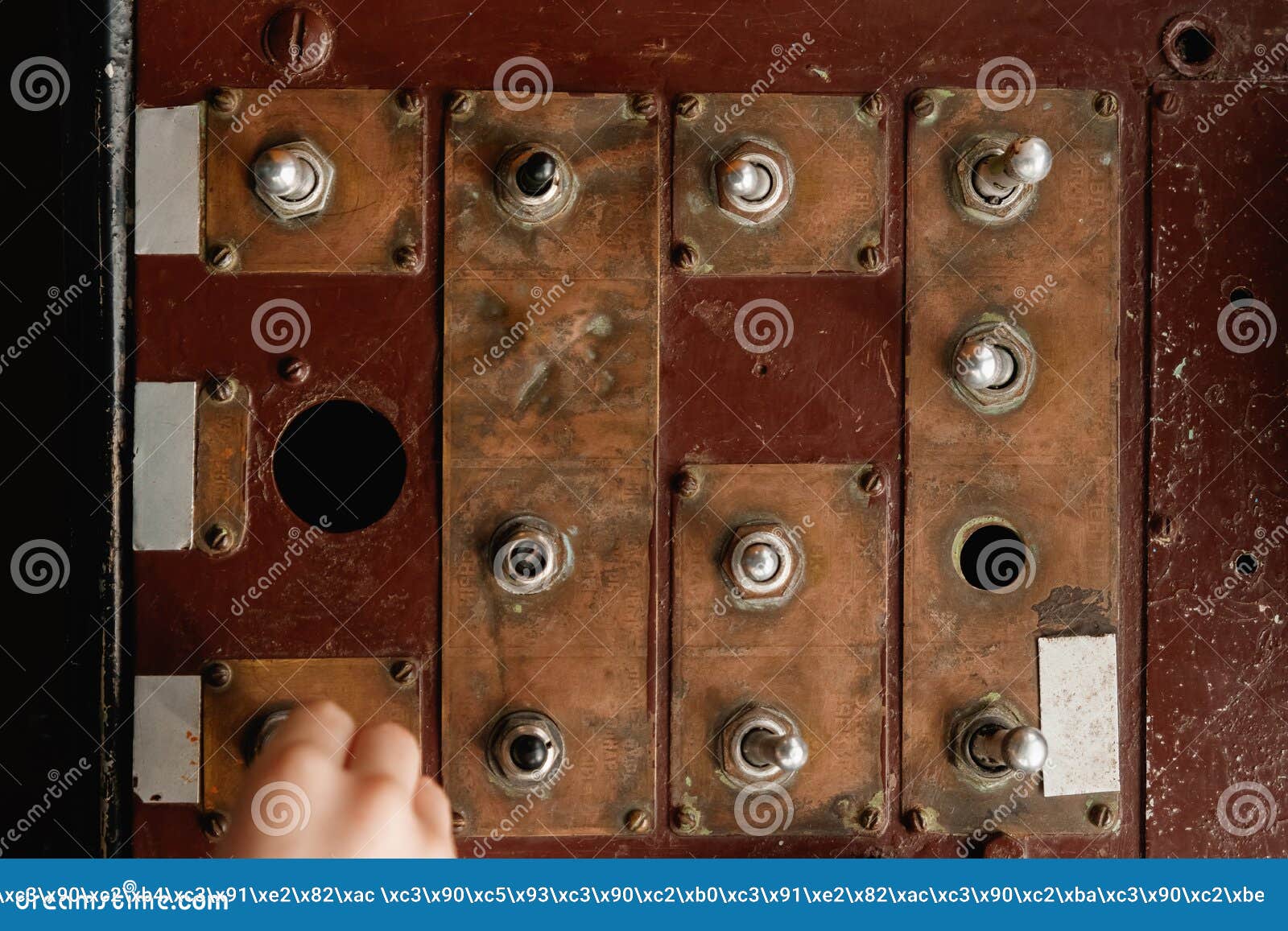 The Ancient Electric Switch on a Metal Plate Stock Image - Image of ...