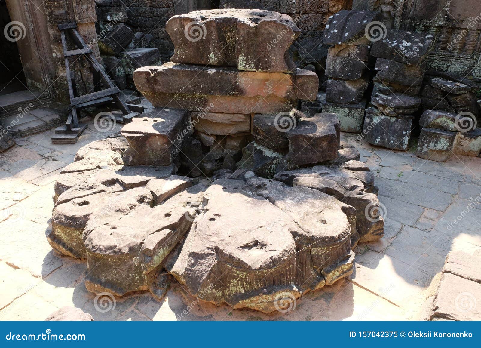 An Ancient Element of the Decor of an Abandoned Khmer Temple. Ancient ...