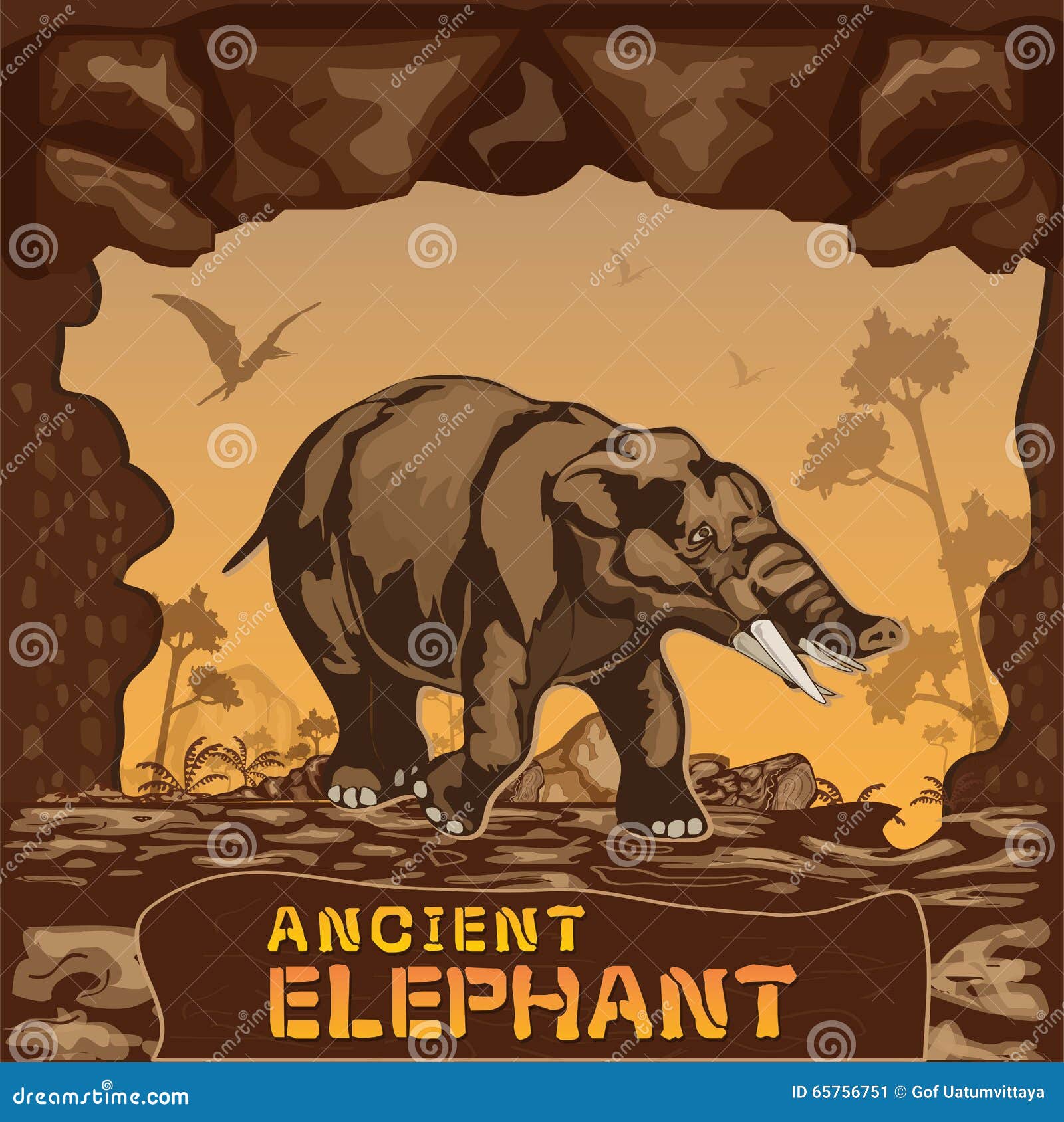 Ancient Elephant Illustration Vector Concept Stock Vector ...