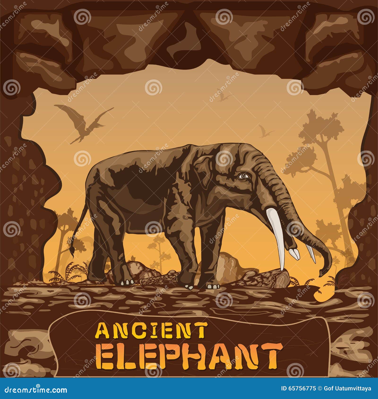 Ancient Elephant Illustration Vector Concept Stock Vector ...