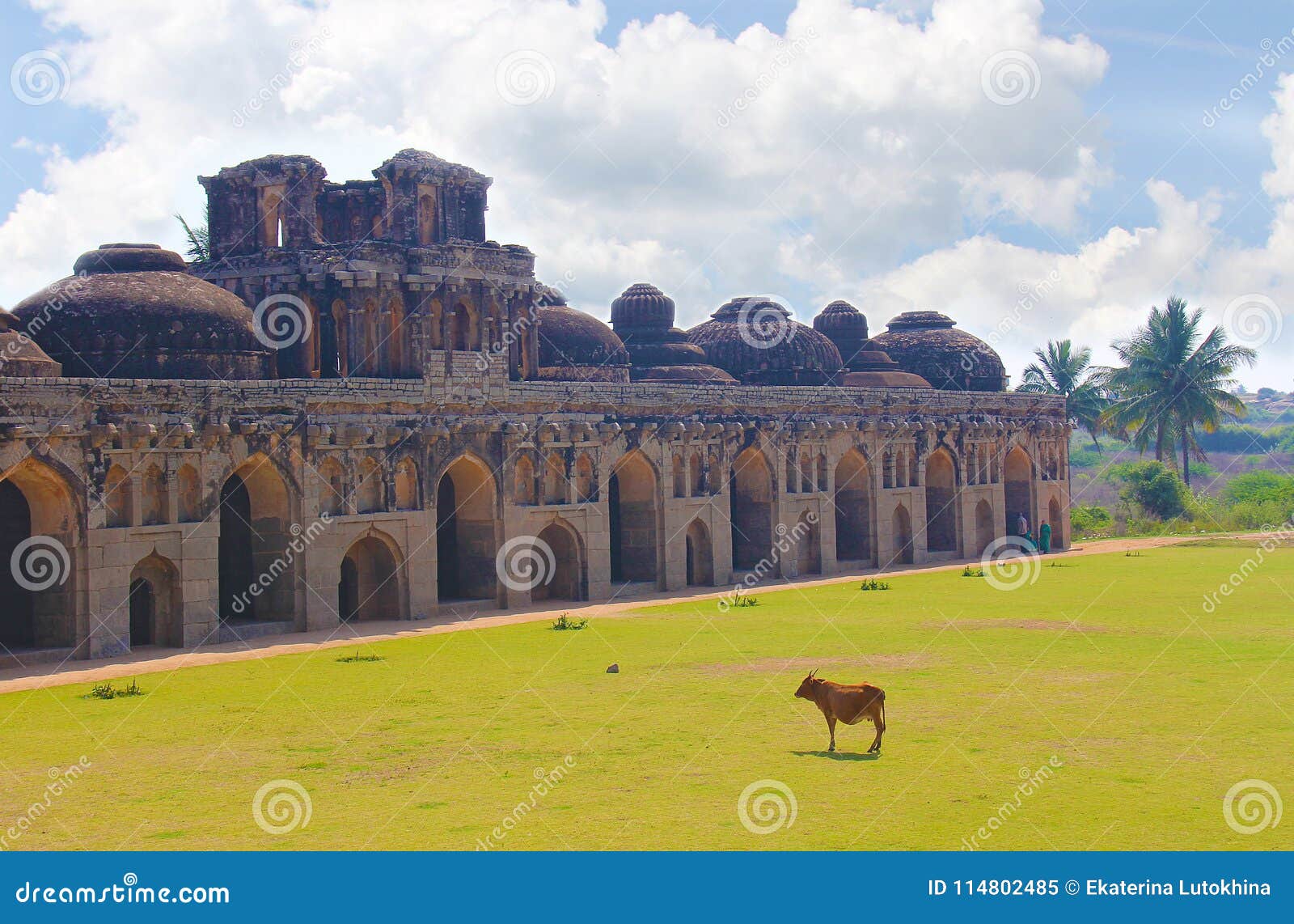 Ancient Elephant Stables among the Ruins of Hampi, India Stock Image ...