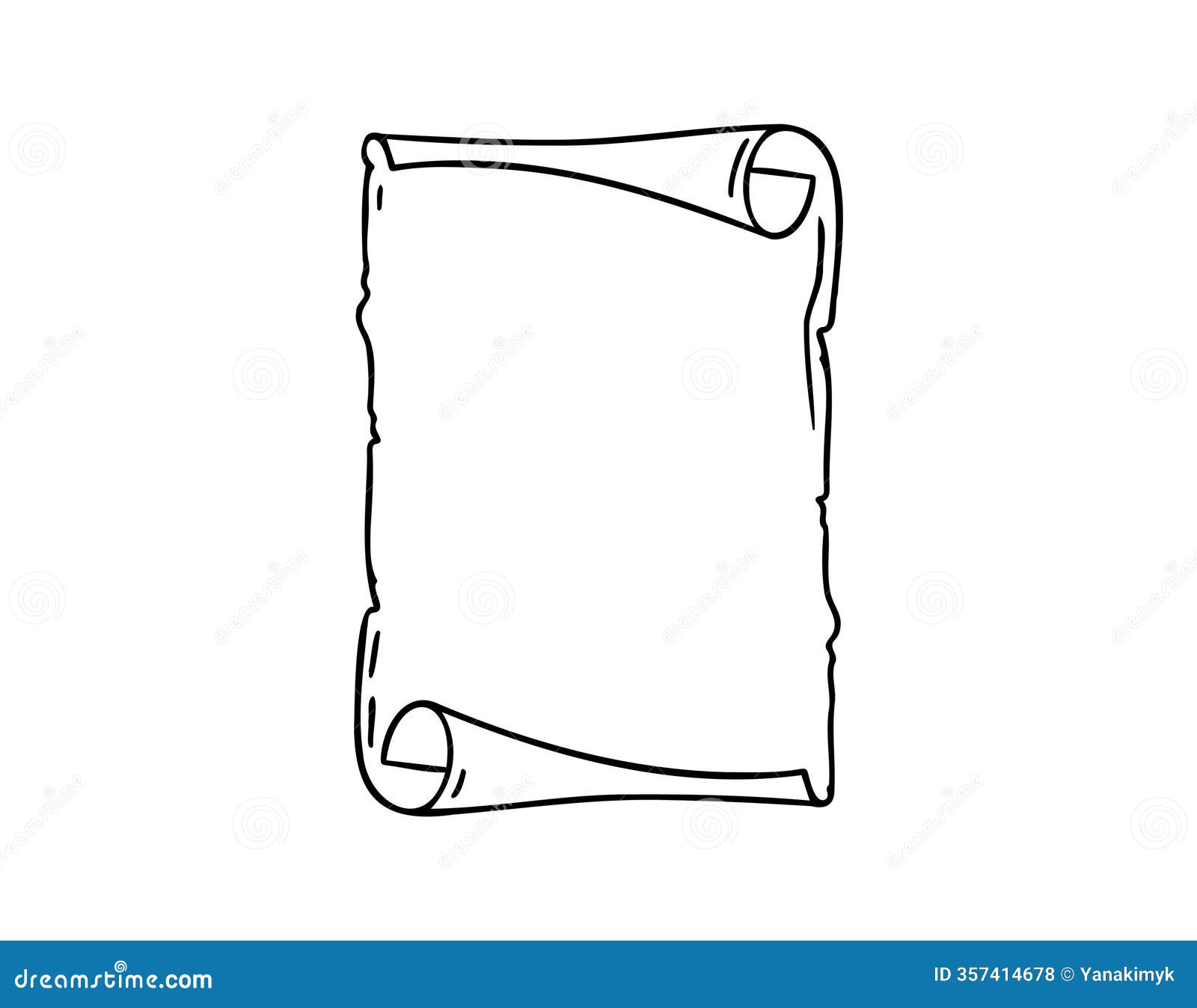 Ancient Empty Scroll Doodle Hand Drawn, Ancient Medieval Paper Outline ...