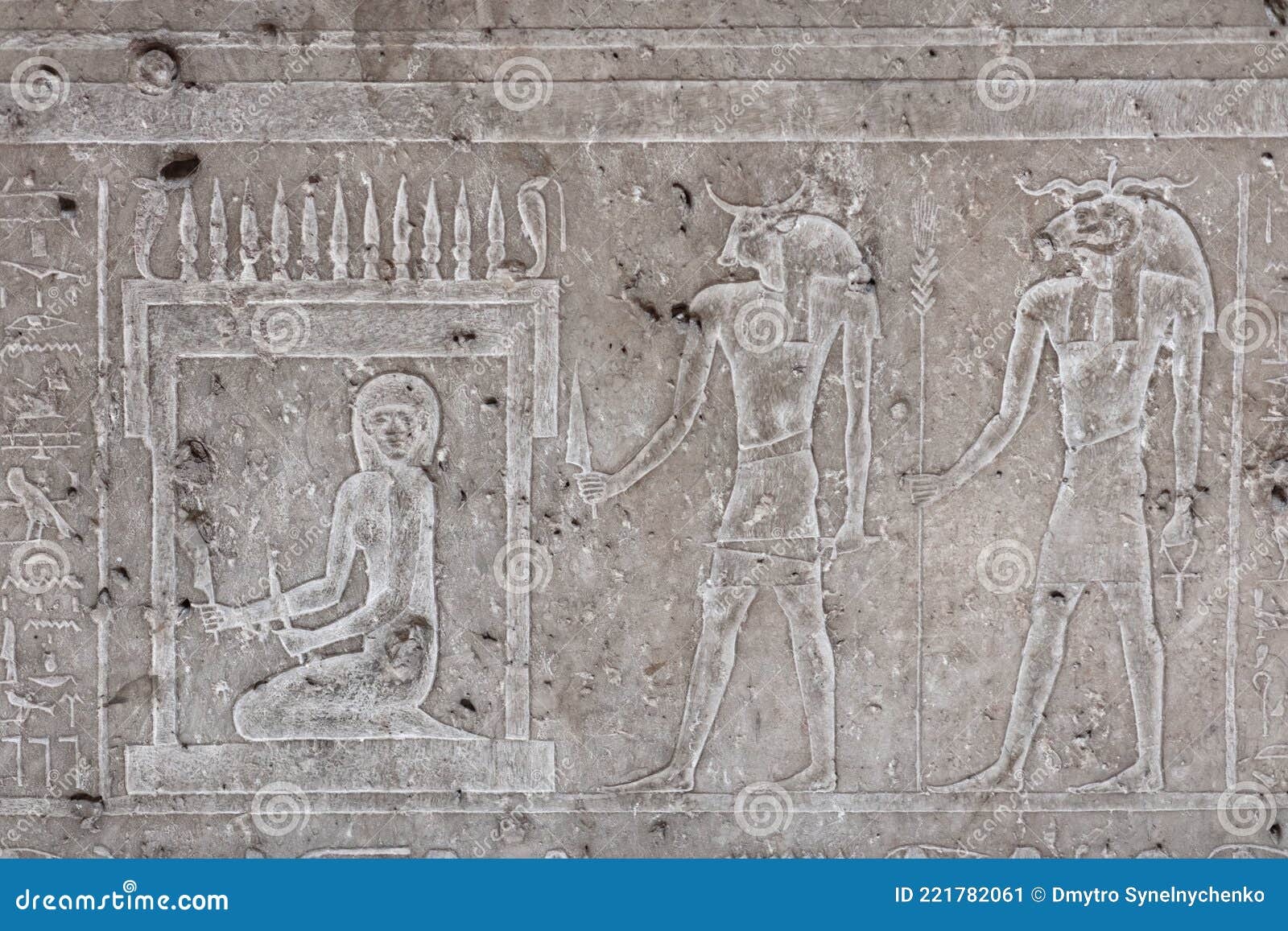 Ancient Engraved Drawing on the Grey Tomb Wall. Stock Image - Image of ...