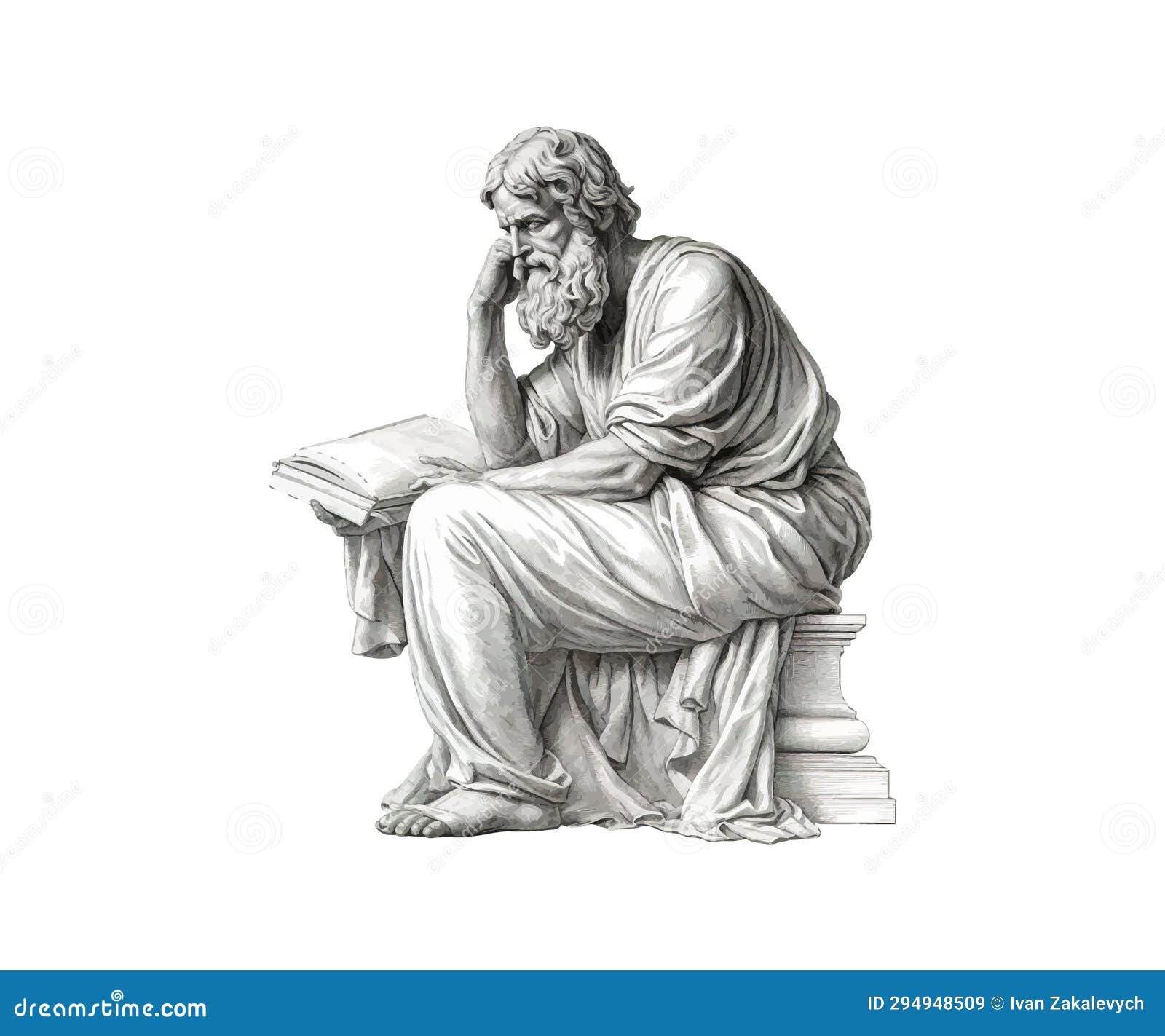 Ancient Engraving of the Greek Philosopher. Vector Illustration Design ...