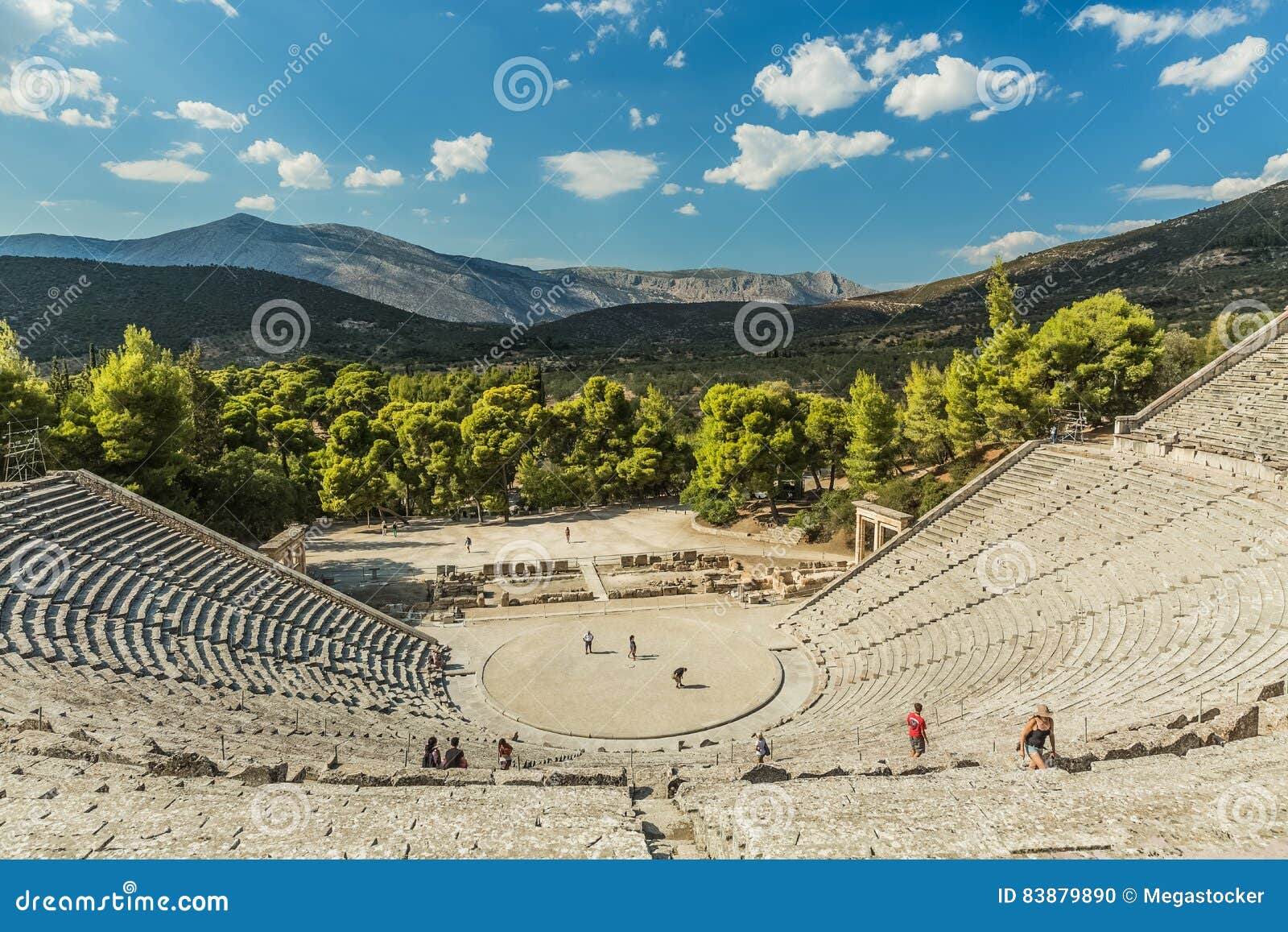 Ancient Epidaurus, Greece - SEPTEMBER 2016: Tourists in the Theater ...