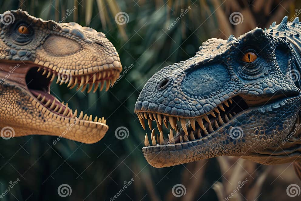 An Ancient Extinct Animal Dinosaur in an Ancient Forest Stock Photo ...