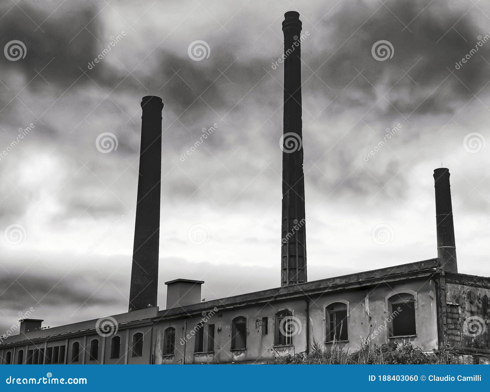 Ancient Factory with Stone Towers Stock Photo - Image of outdoor ...